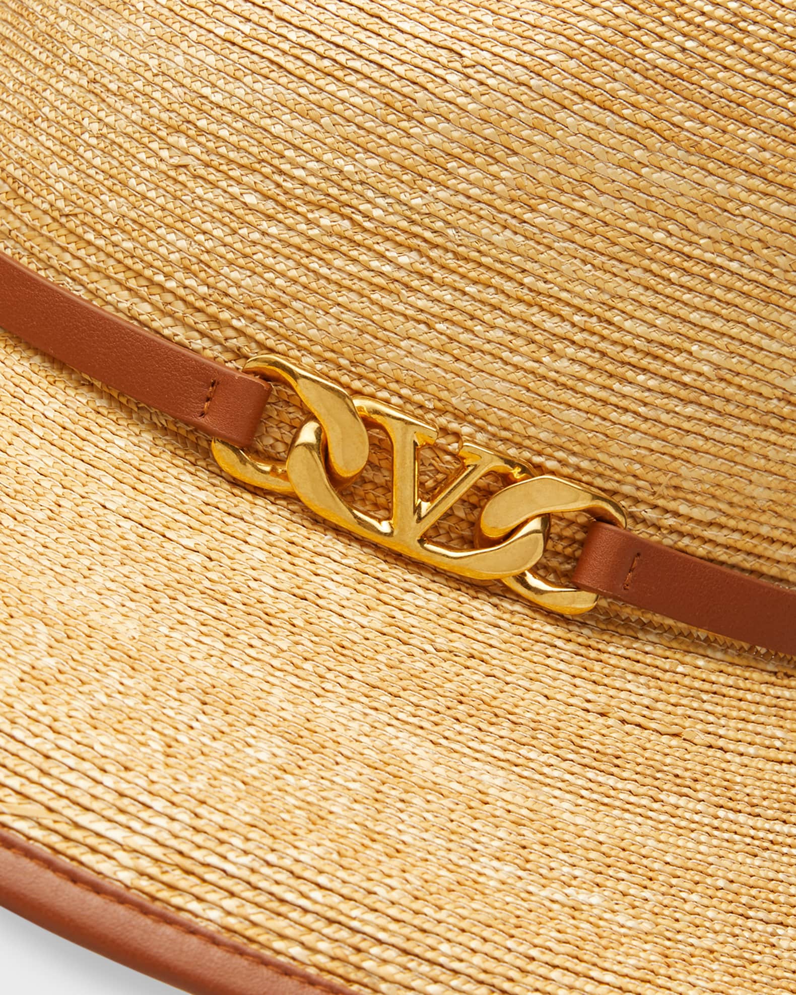 Valentino Garavani V-Logo Large Brim Woven Hat | Neiman Marcus