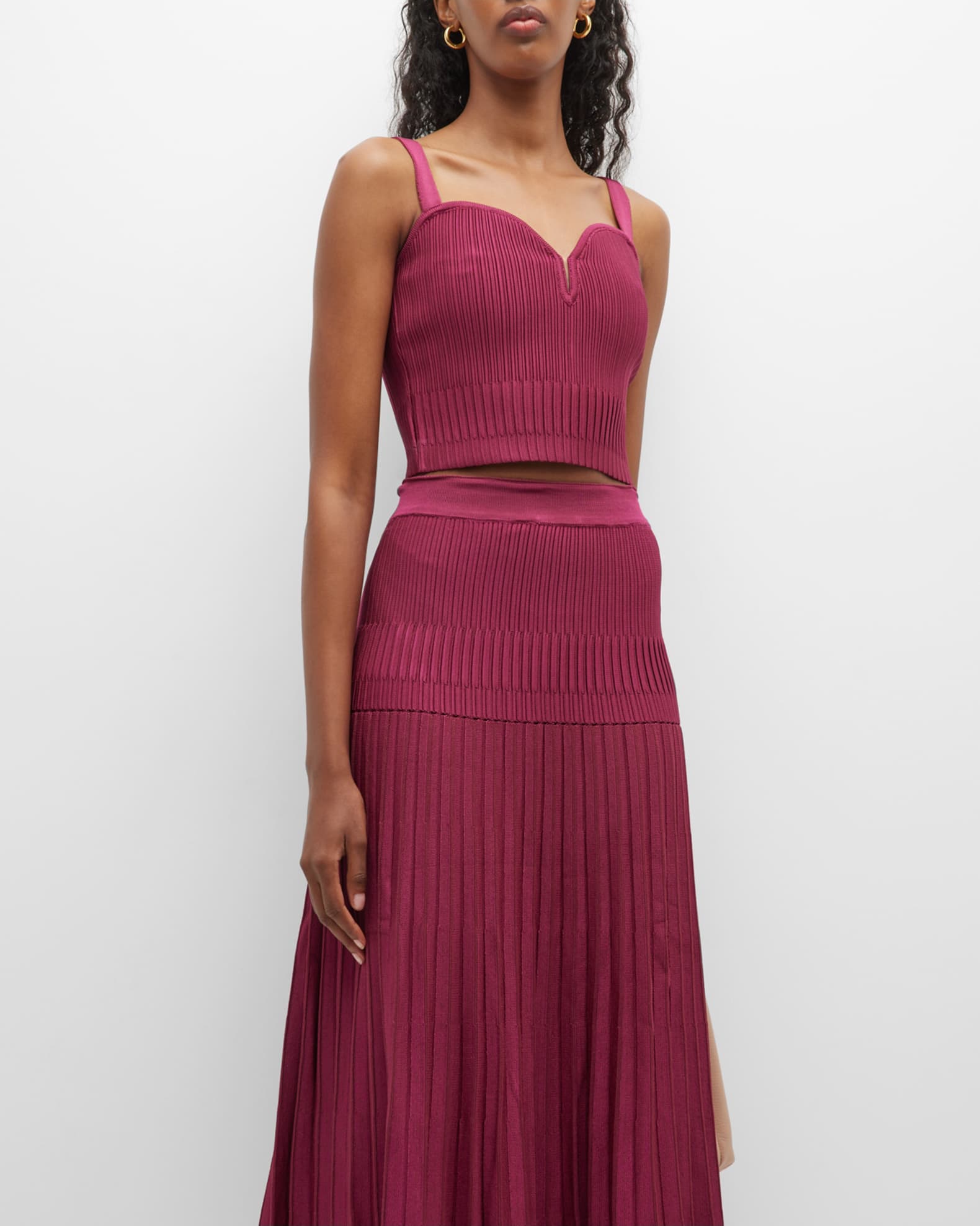 Paola Bernardi Giorgina Sweetheart Rib Knit Crop Top Neiman Marcus