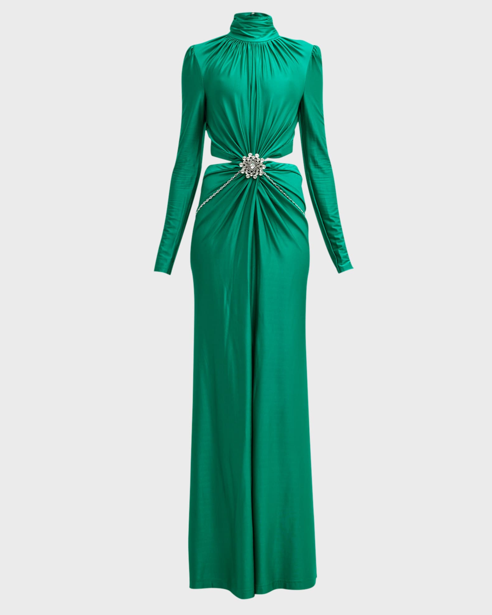 Paco Rabanne Embellished Gathered Gown w/ Cutout Detail | Neiman Marcus