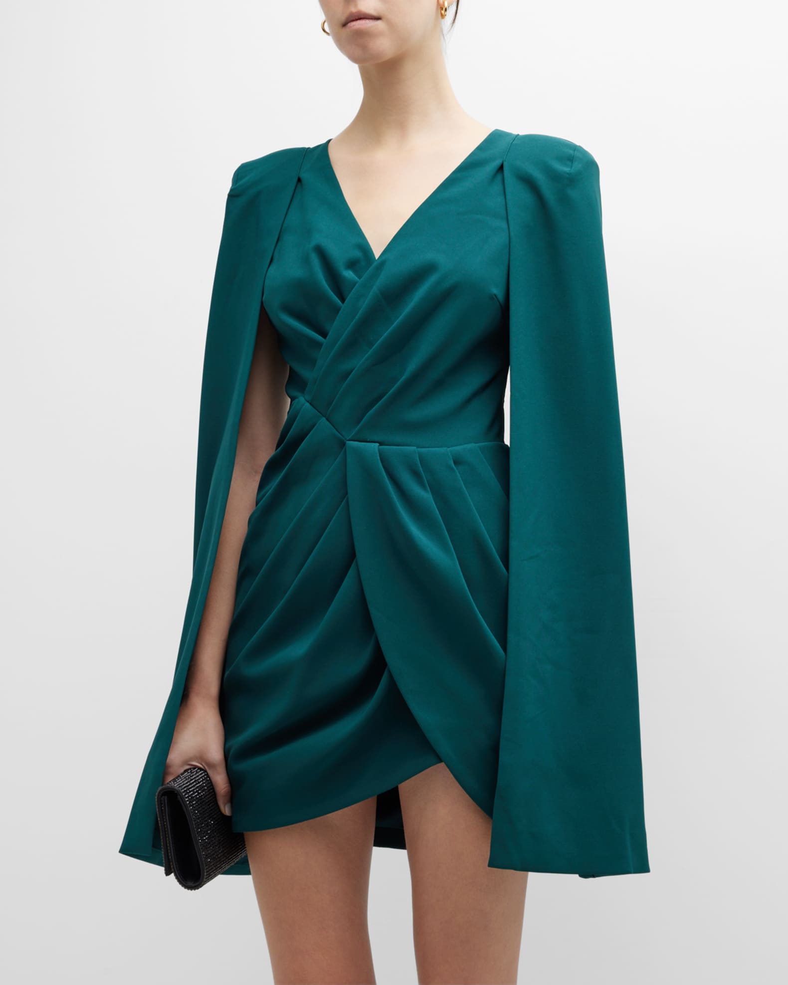 Lavish Alice Pleated Cape-Sleeve Bodycon Mini Dress | Neiman Marcus