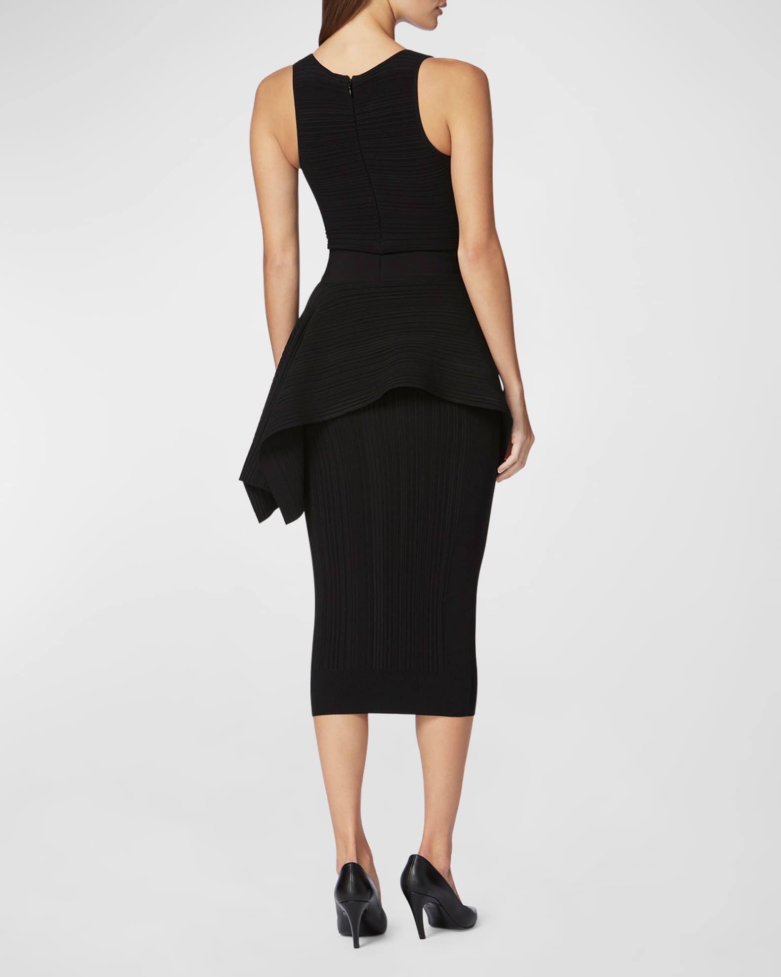 Herve Leger Variegated Rib Midi Pencil Skirt | Neiman Marcus