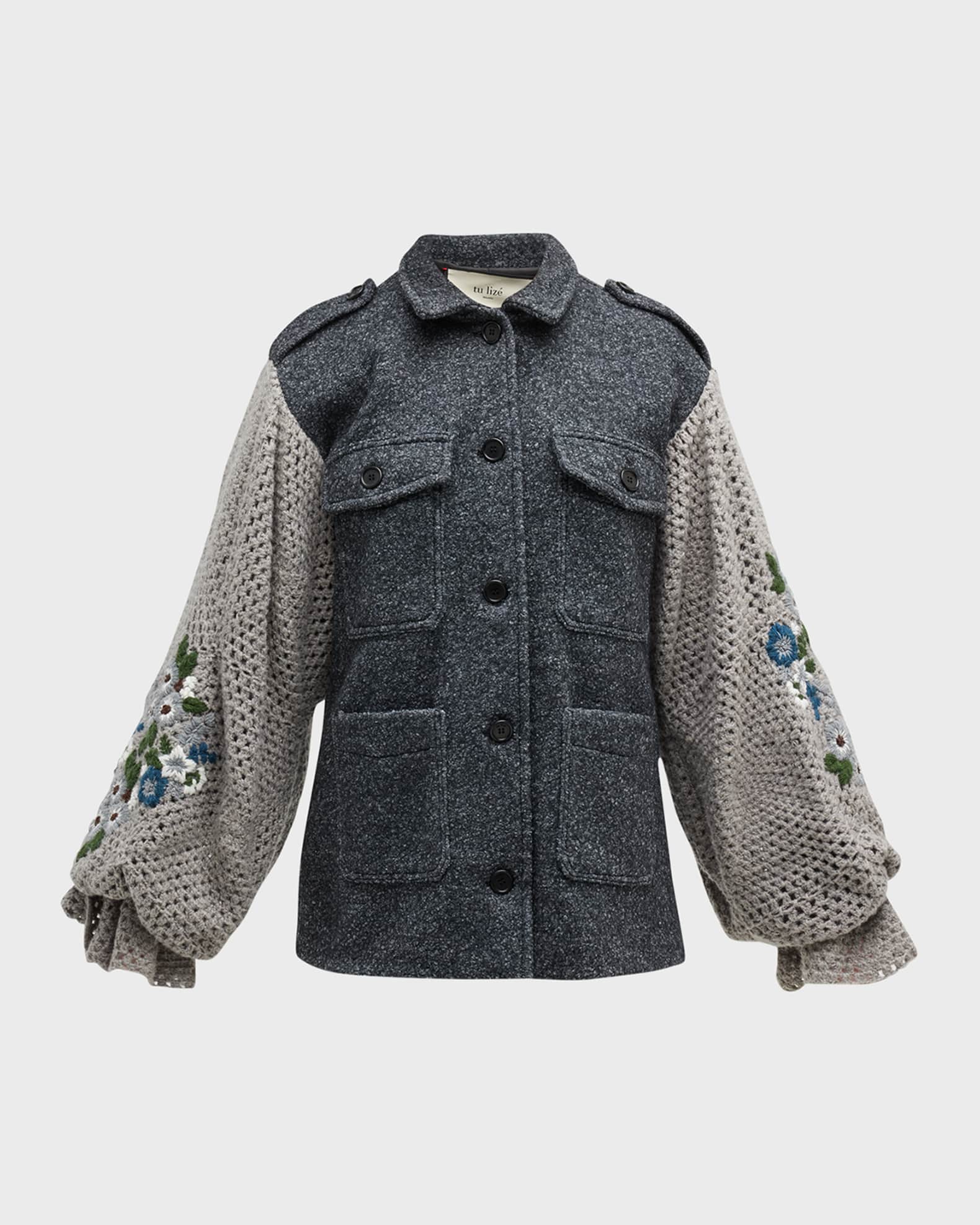 Tu Lize Embroidered Wool Utility Jacket | Neiman Marcus