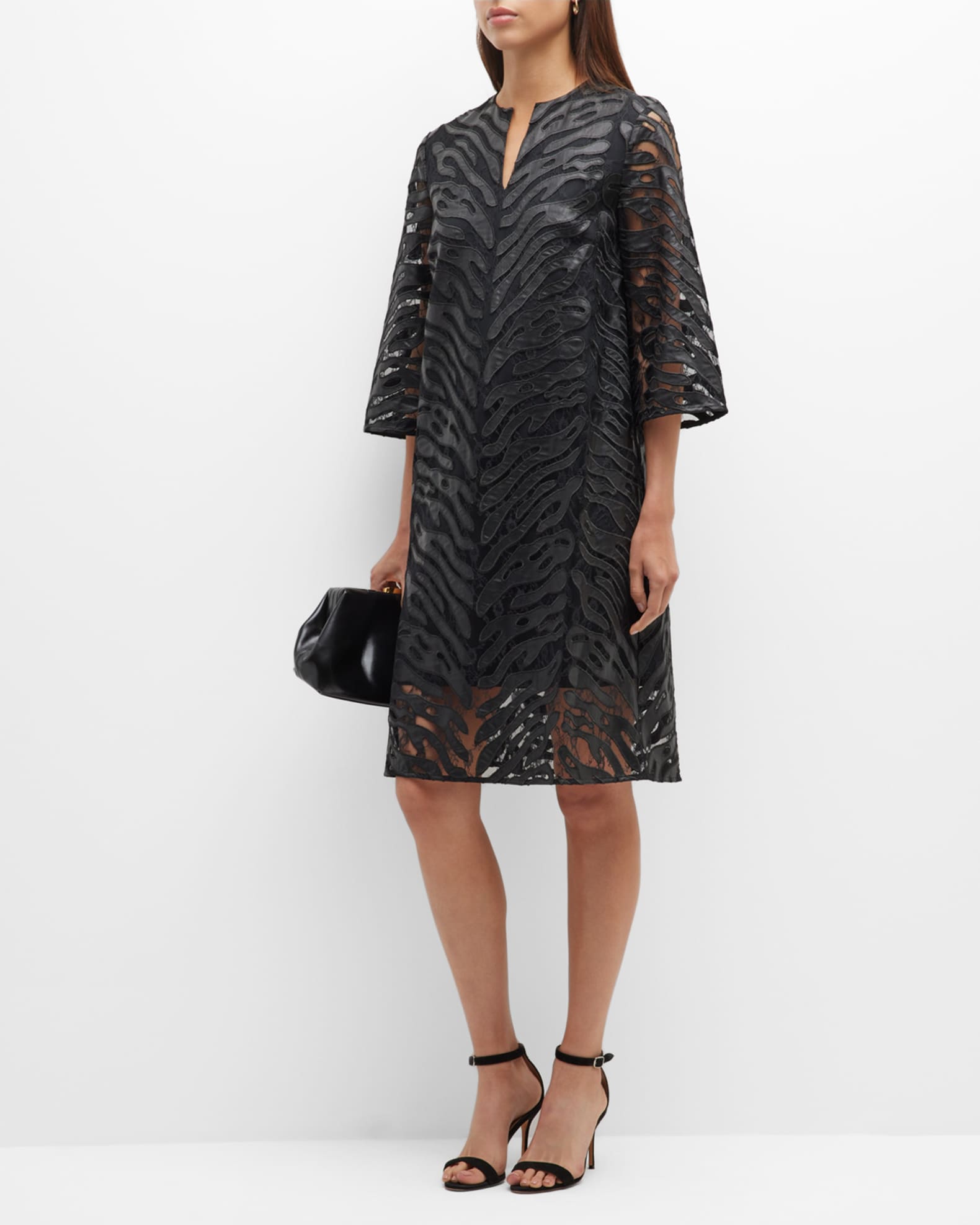 Misook Zebra Stripe Vegan Leather Dress | Neiman Marcus