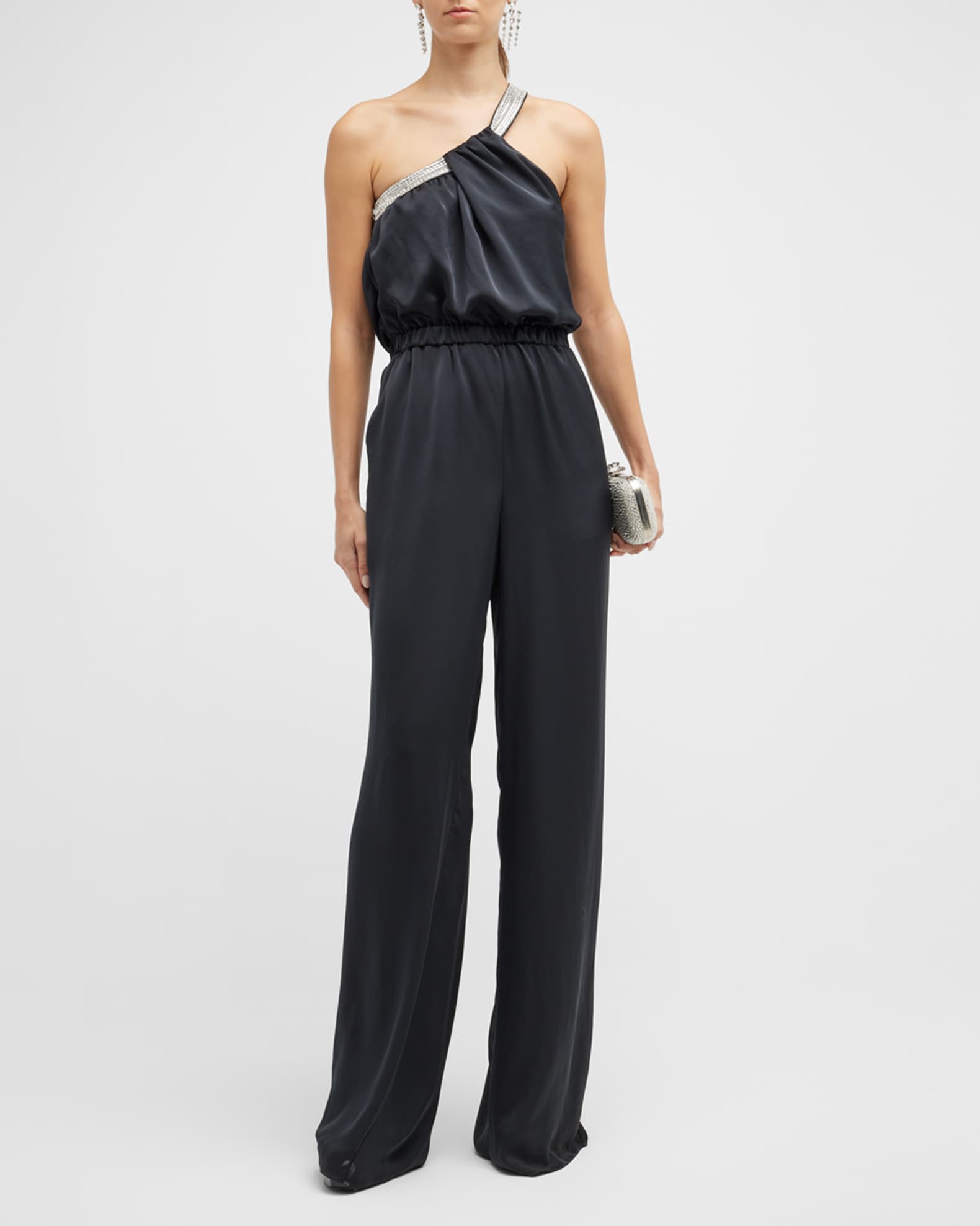 Ramy Brook Socall Embellished One-Shoulder Jumpsuit | Neiman Marcus
