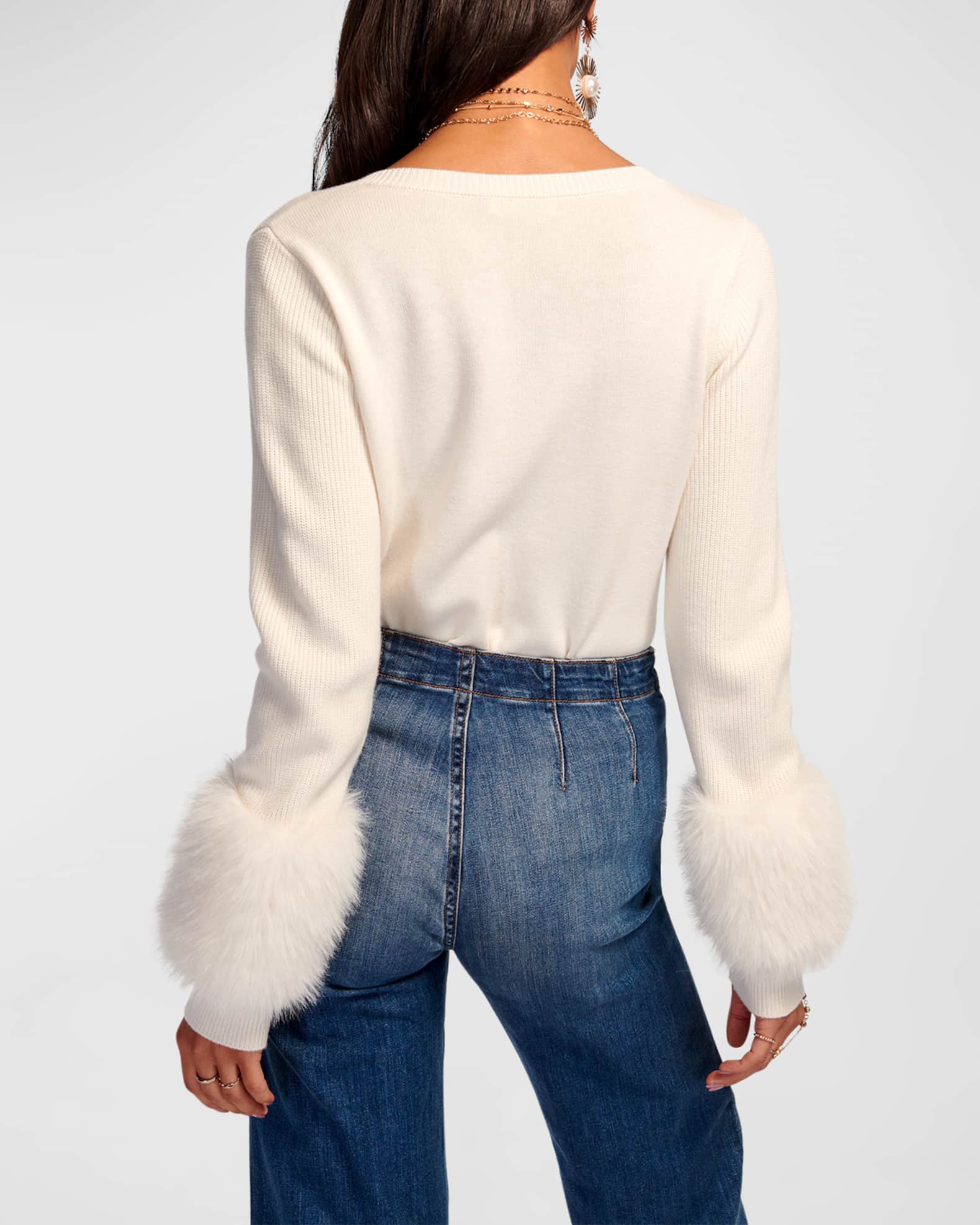 Ramy Brook Brody Faux Fur Sweater | Neiman Marcus