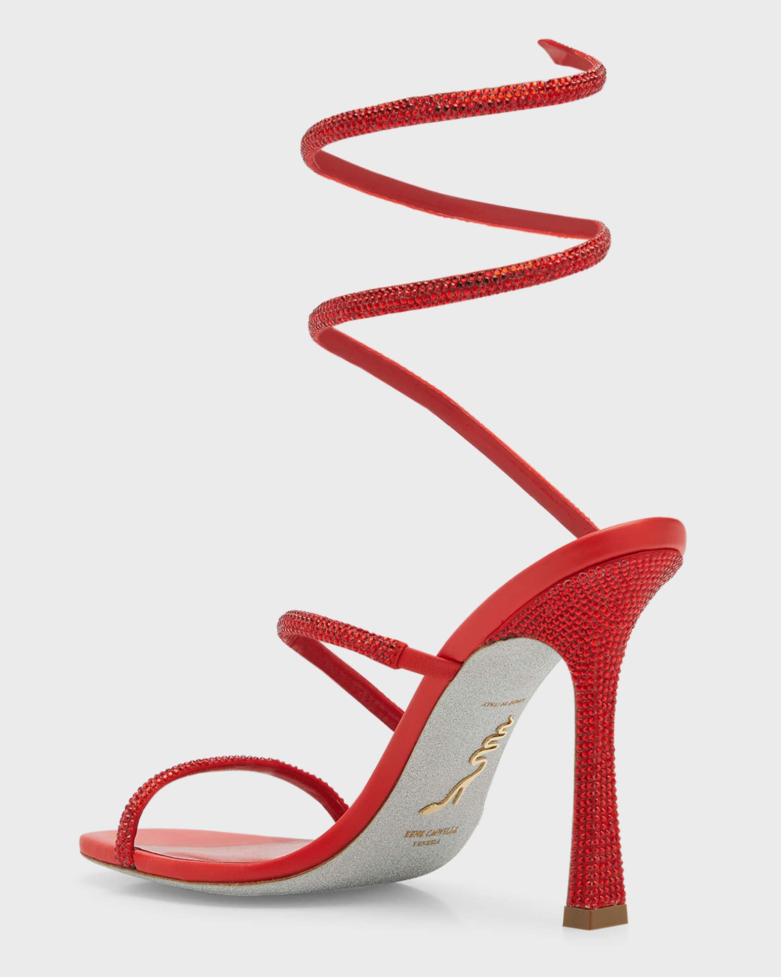 Rene Caovilla Strass Snake-Wrap Cocktail Sandals | Neiman Marcus