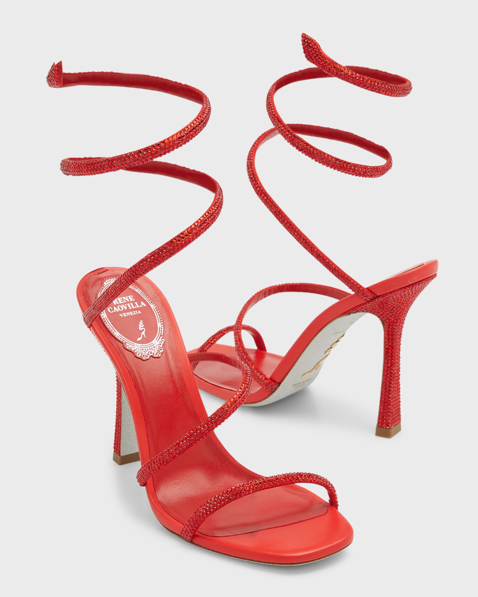 Rene Caovilla Strass Snake-Wrap Cocktail Sandals | Neiman Marcus