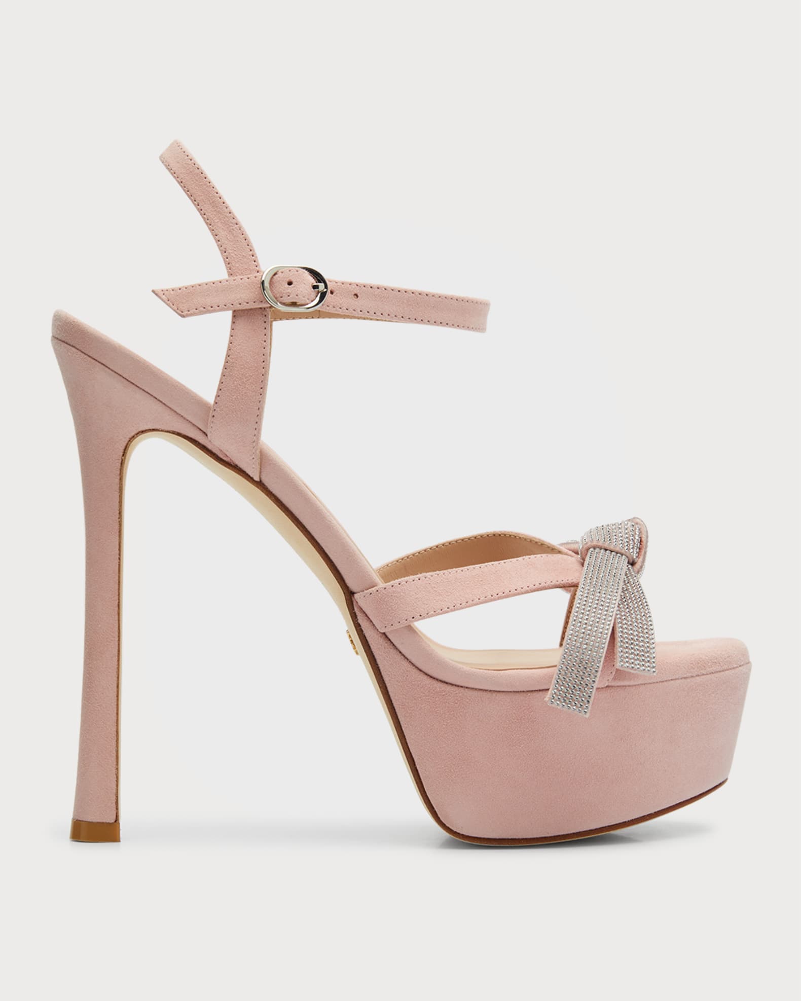 Stuart Weitzman Mega Crystal Bow Platform Sandals | Neiman Marcus