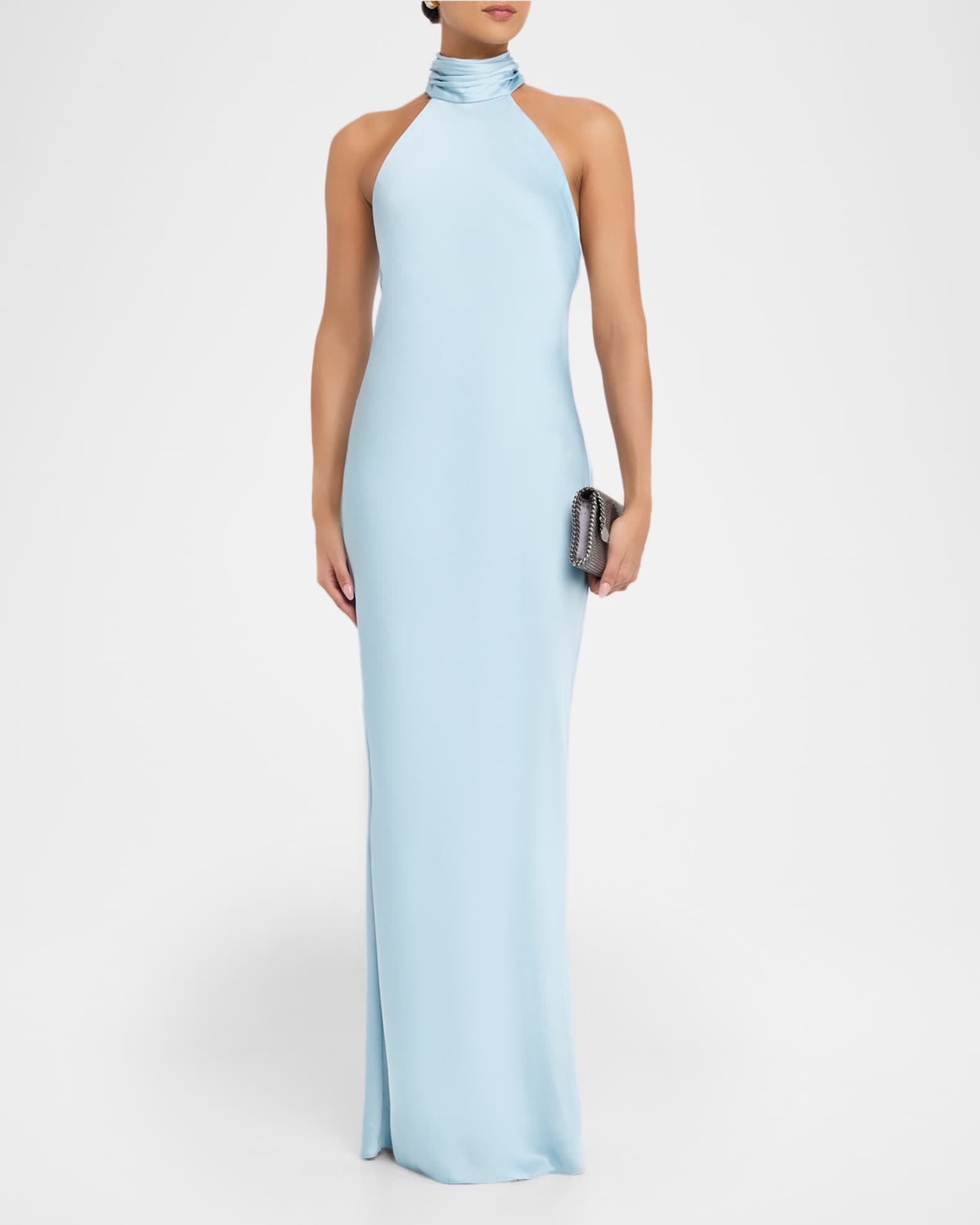 Ramy Brook Tatiana Low-Cut Halter Column Gown | Neiman Marcus