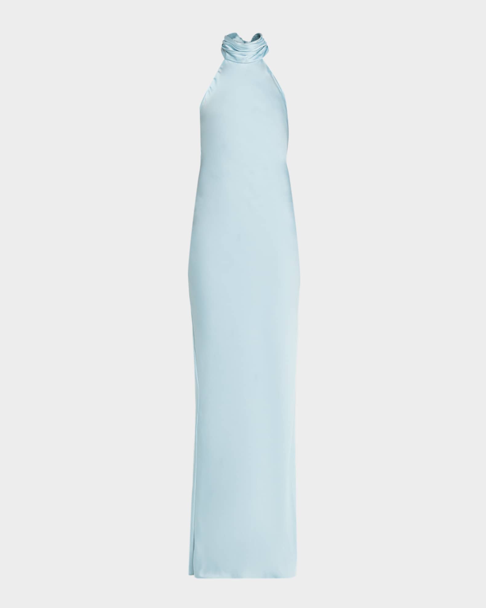 Ramy Brook Tatiana Low-Cut Halter Column Gown | Neiman Marcus