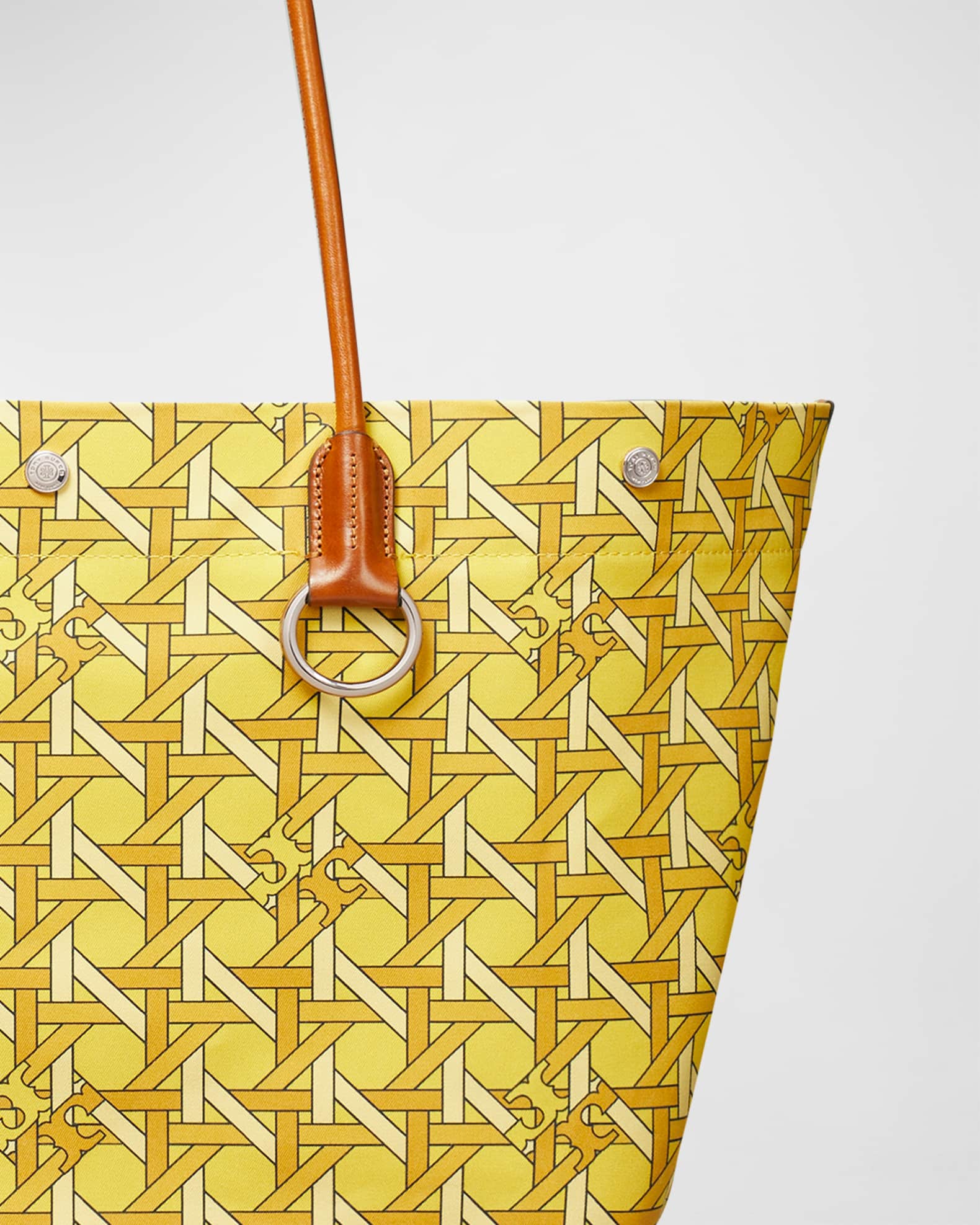Tory Burch Logo Basketweave Canvas Tote Bag | Neiman Marcus