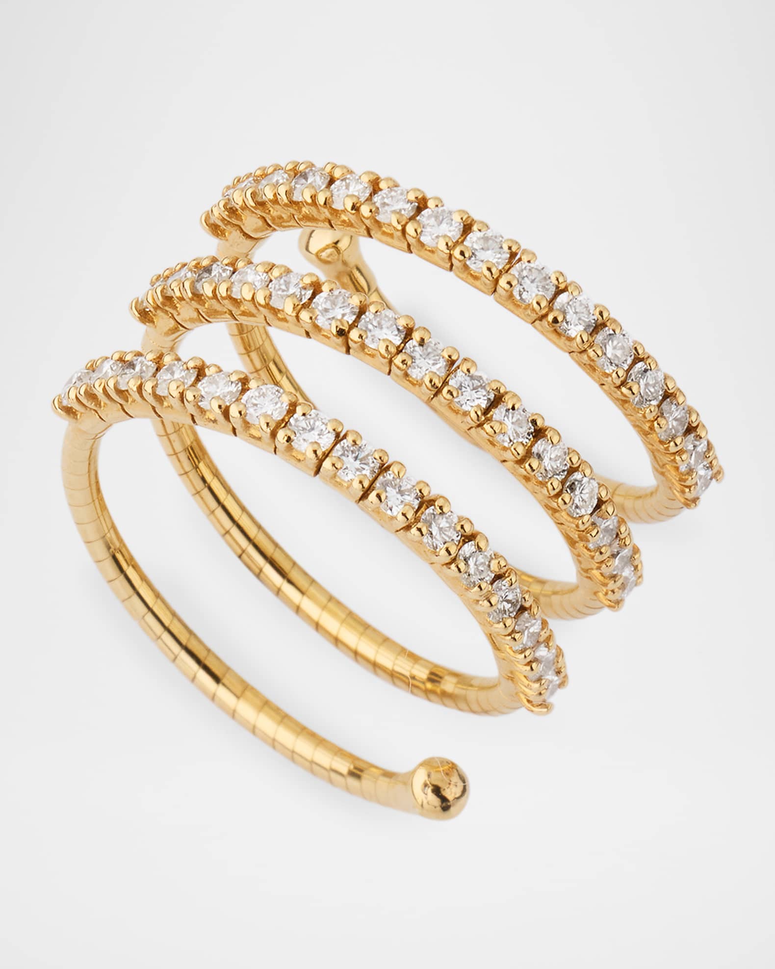 Mattia Cielo 18K Yellow Gold Coil Ring with Diamonds | Neiman Marcus