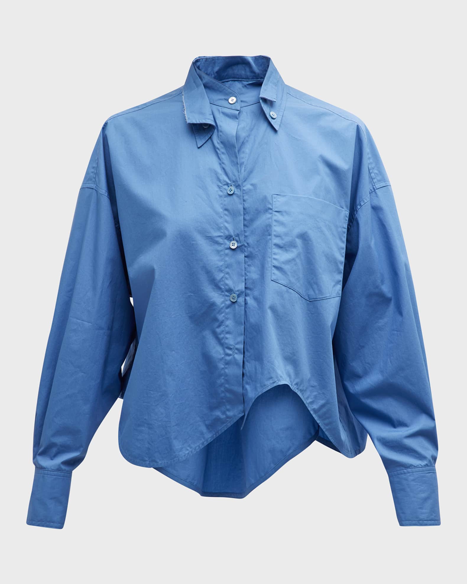 RECTO Curved Hem Cropped Shirt | Neiman Marcus