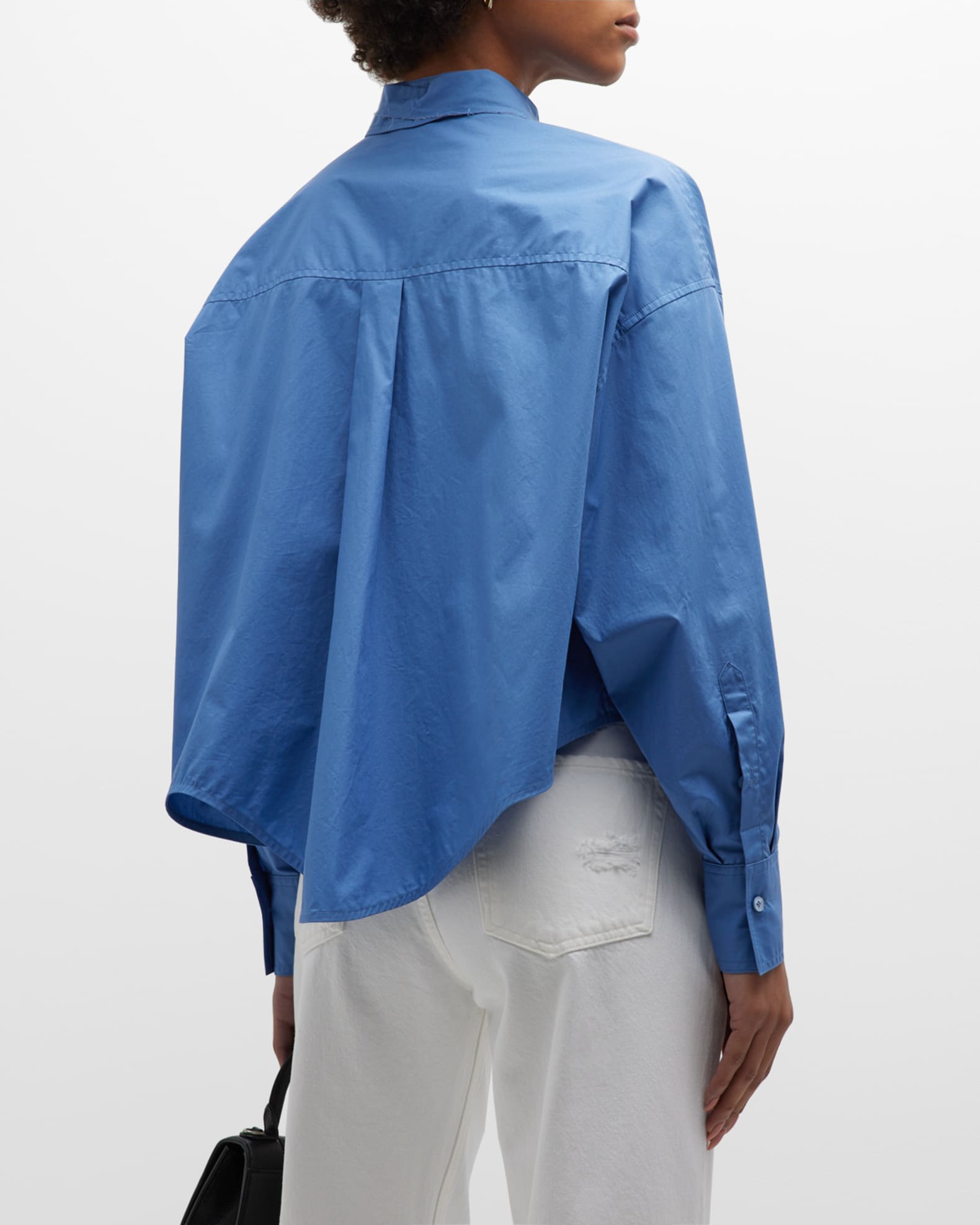 RECTO Curved Hem Cropped Shirt | Neiman Marcus