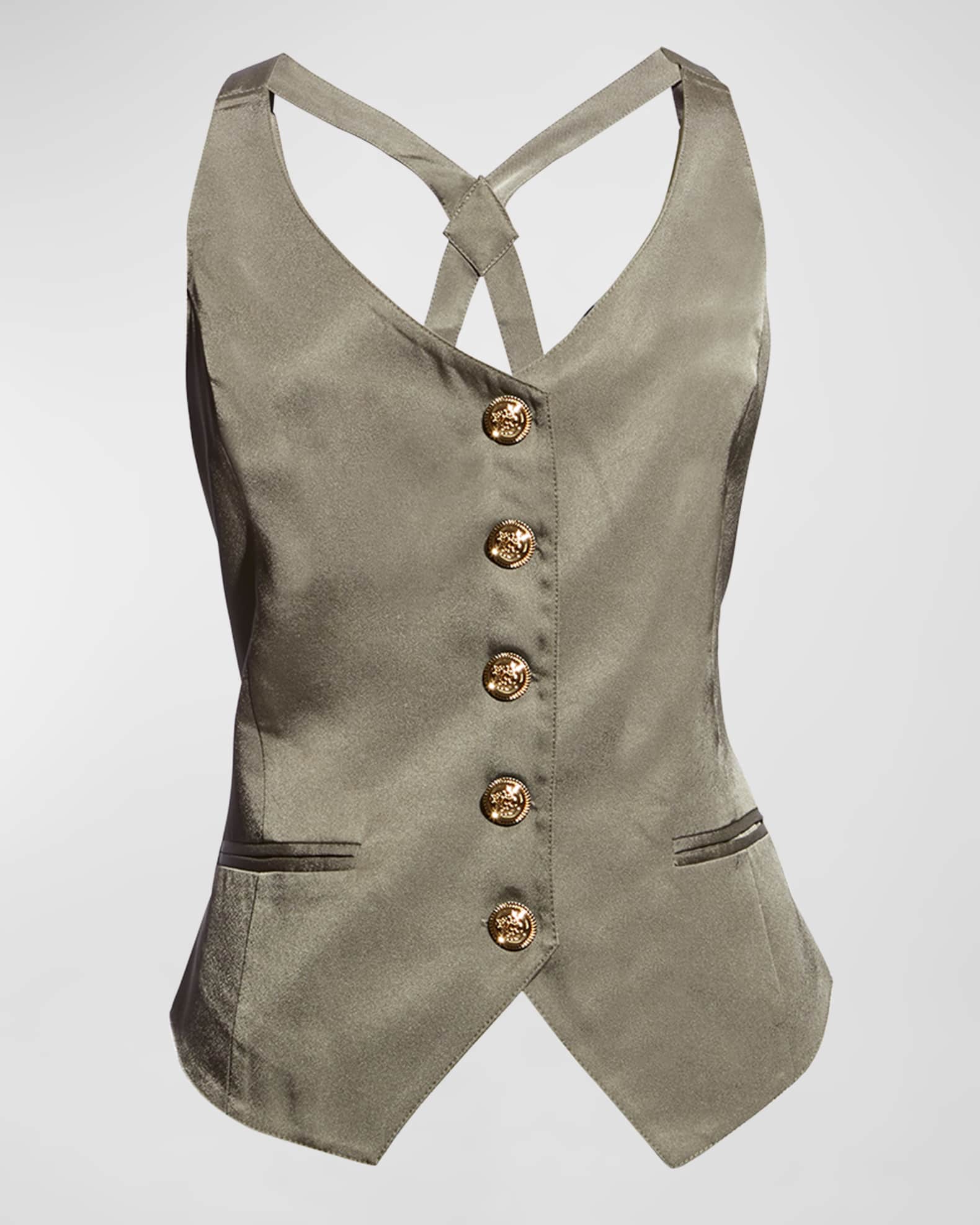 AS by DF Sasha Button-Front Tailored Vest | Neiman Marcus