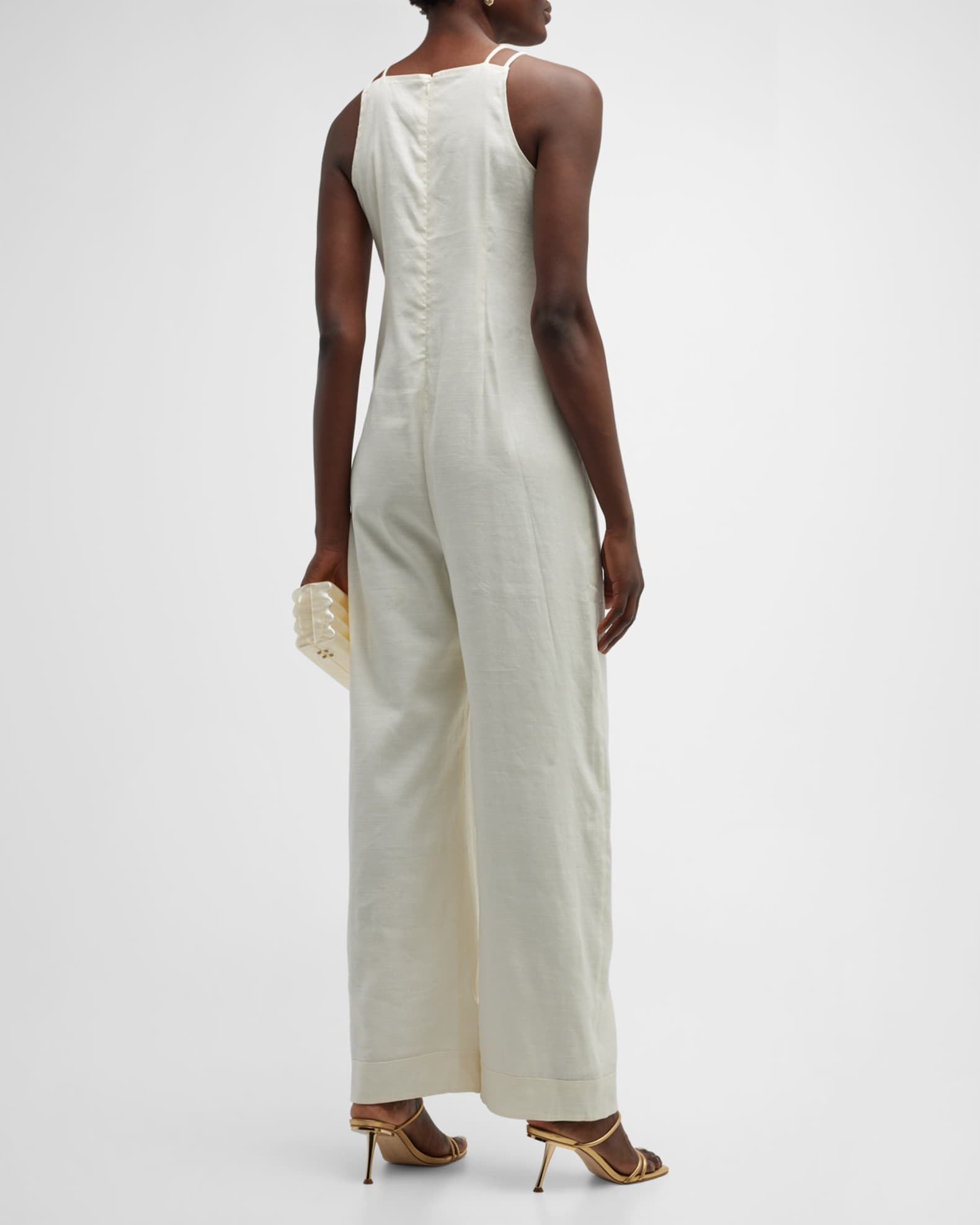 Cult Gaia Raye Sleeveless Wide-Leg Hardware Jumpsuit | Neiman Marcus