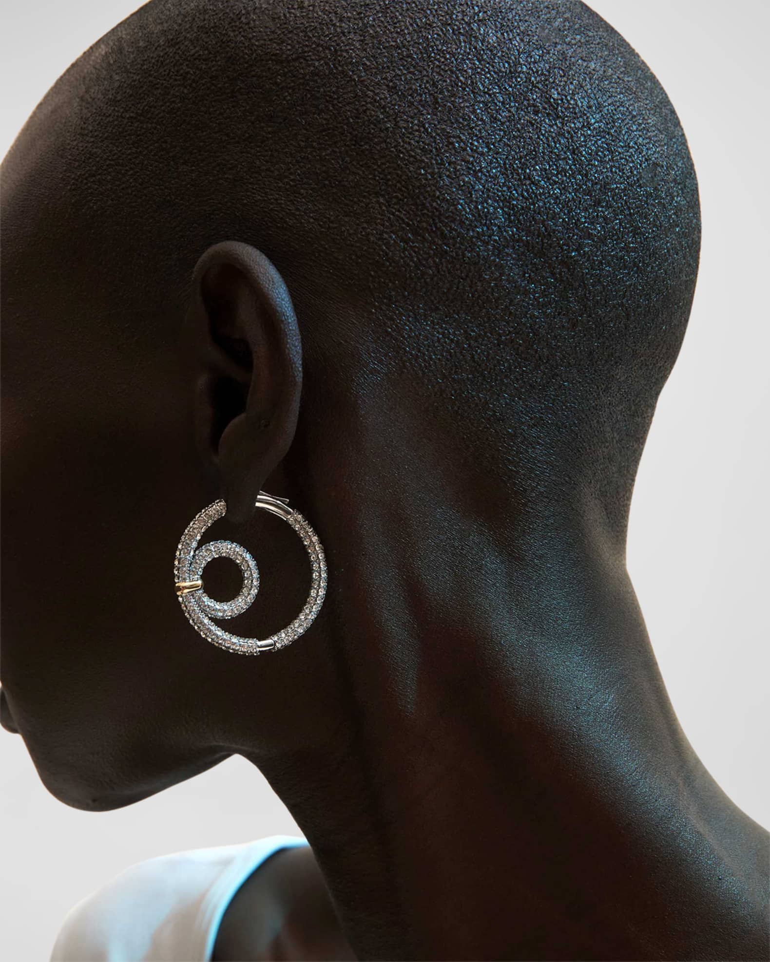 DEMARSON Pave Romy Hoop Earrings in Black | Neiman Marcus