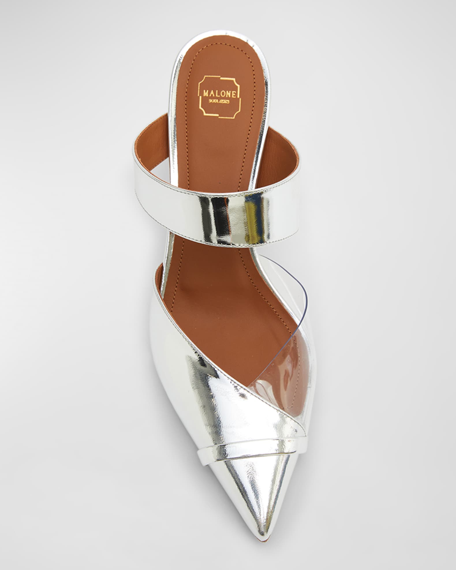 Malone Souliers Halina 45 Metallic Mule Kitten Heels | Neiman Marcus