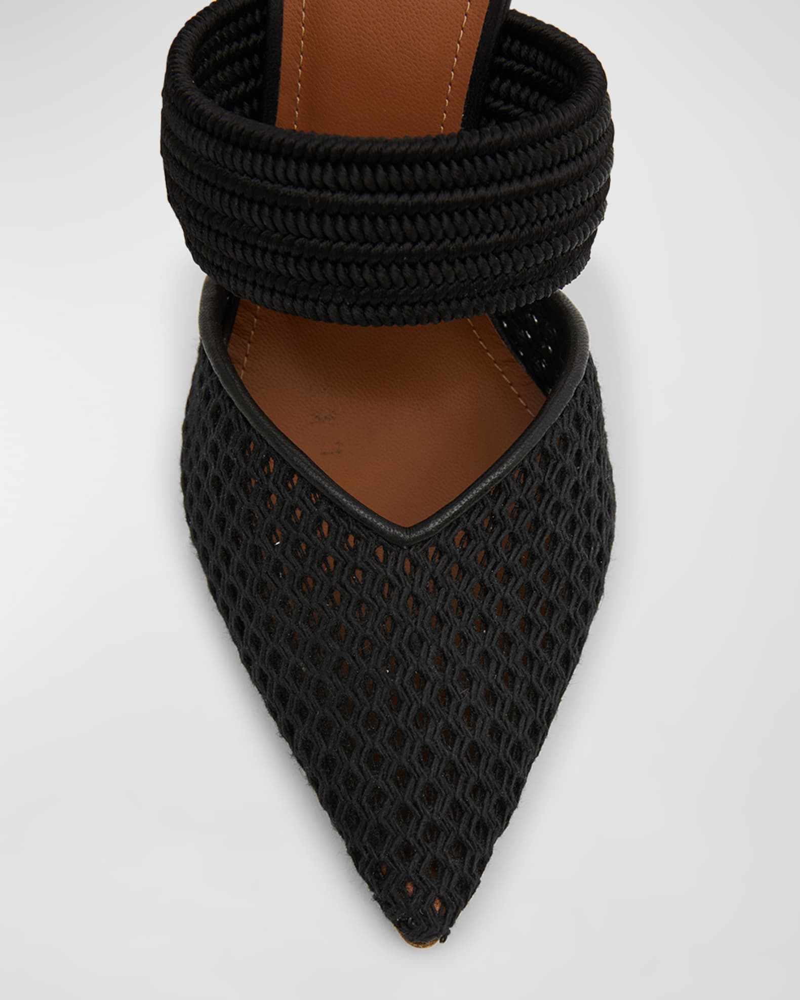 Malone Souliers Maisie Woven Raffia Mule Heels | Neiman Marcus