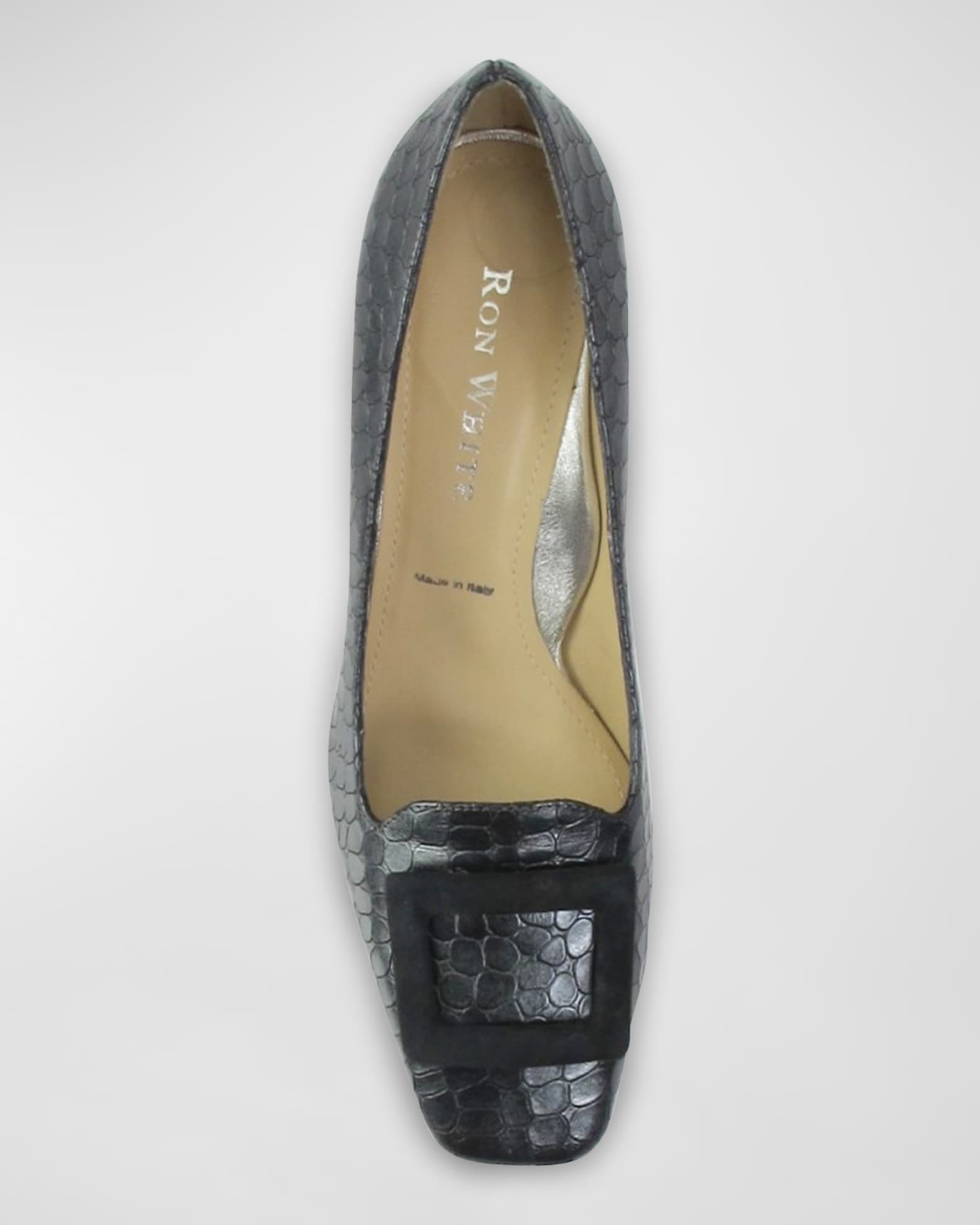Ron White Karolina Buckle Pearlize-Embossed Leather Pumps | Neiman Marcus