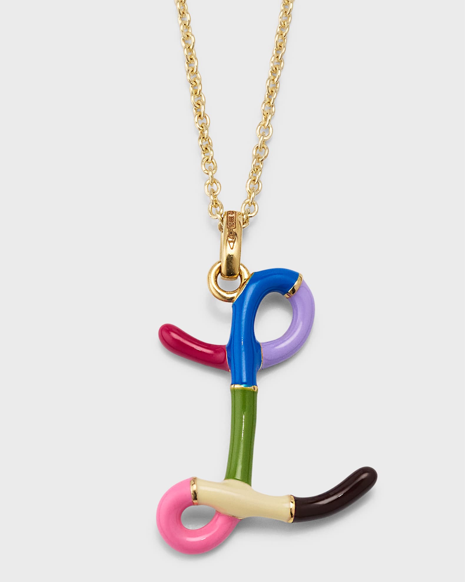 Bea Bongiasca Letter L Pendant Necklace With Rainbow Enamel Neiman Marcus