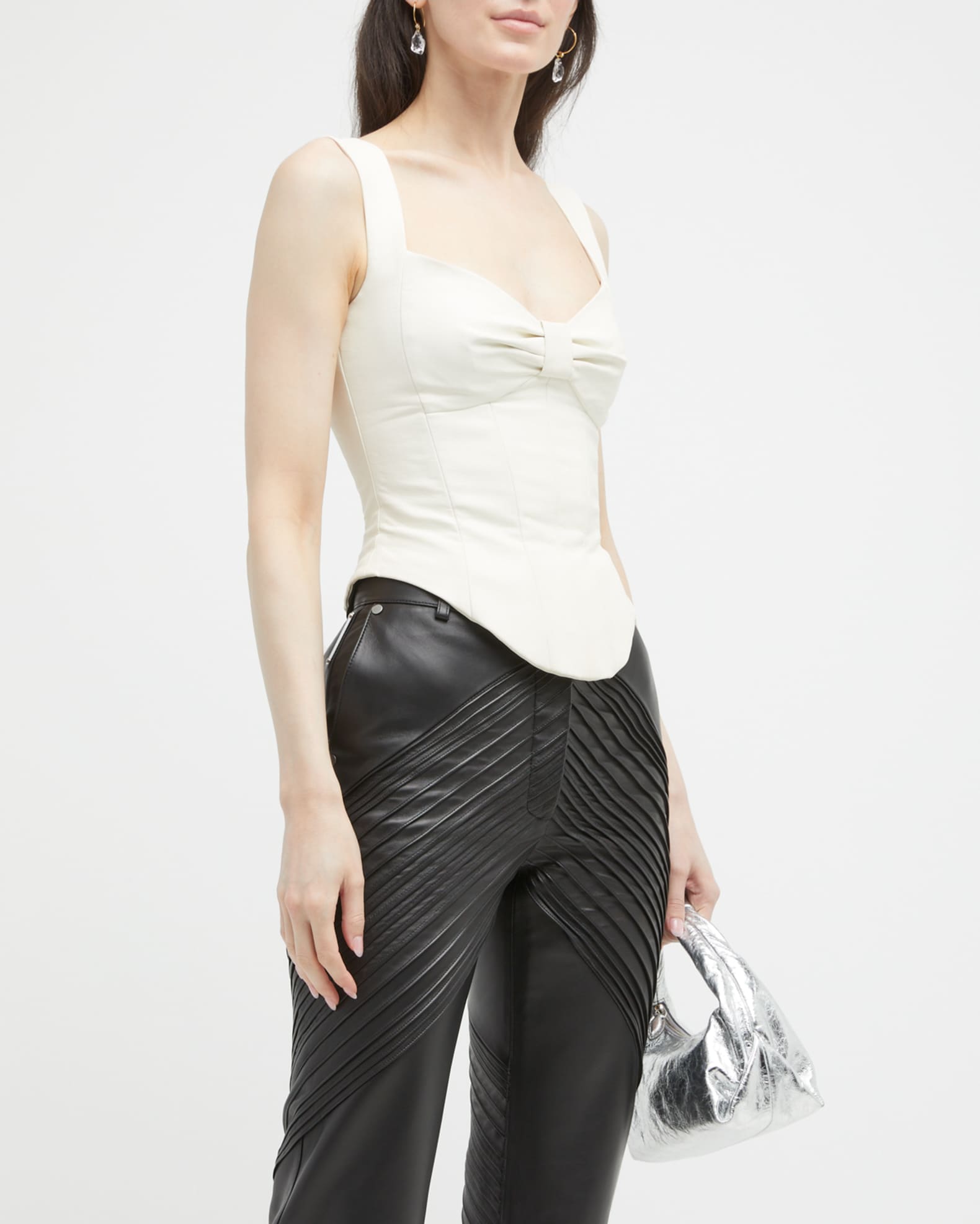 Rozie Corsets Bow-Front Faux-Leather Corset | Neiman Marcus