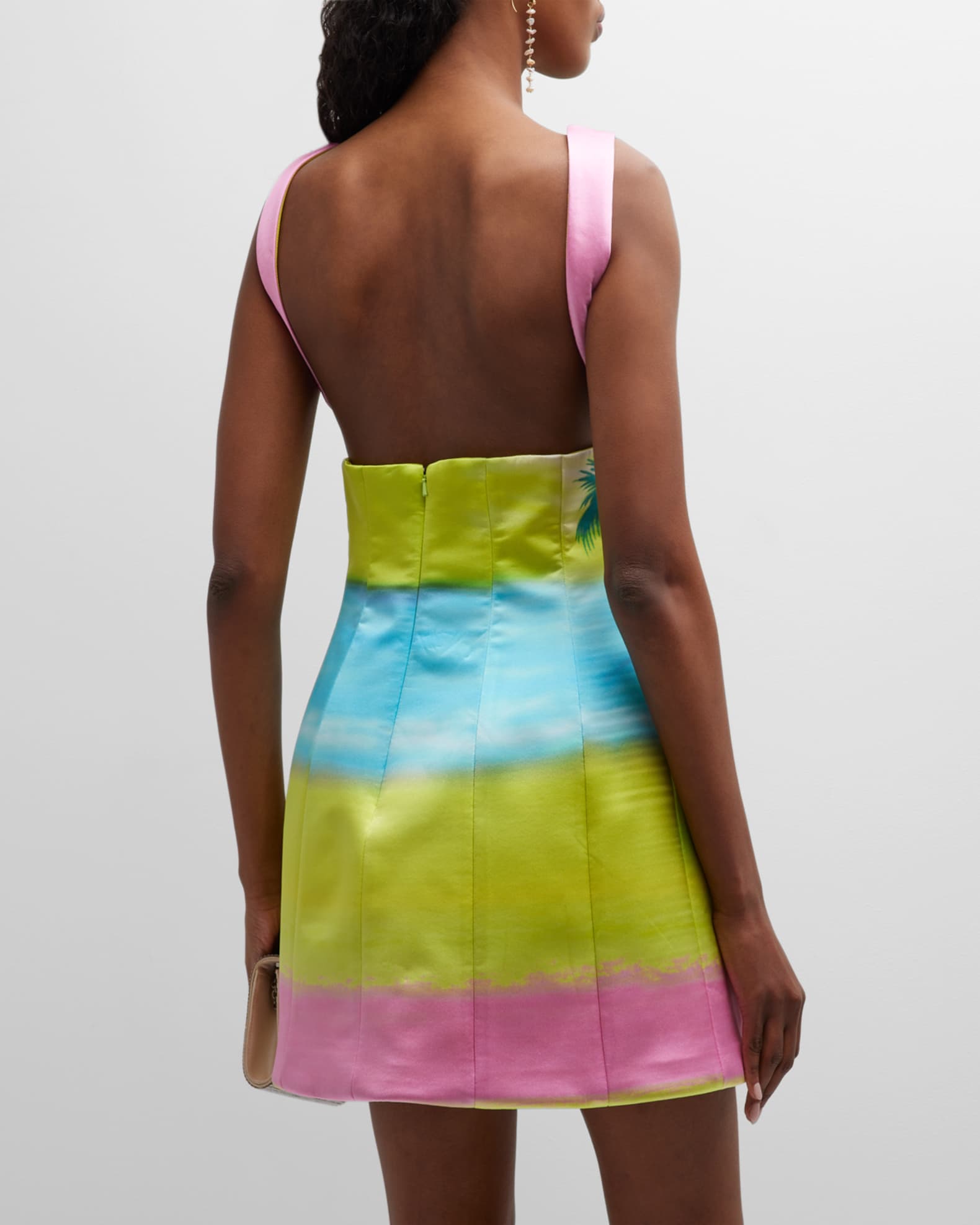 Brandon Maxwell Dyed Mini Bubble Dress with Palm Tree Details | Neiman ...