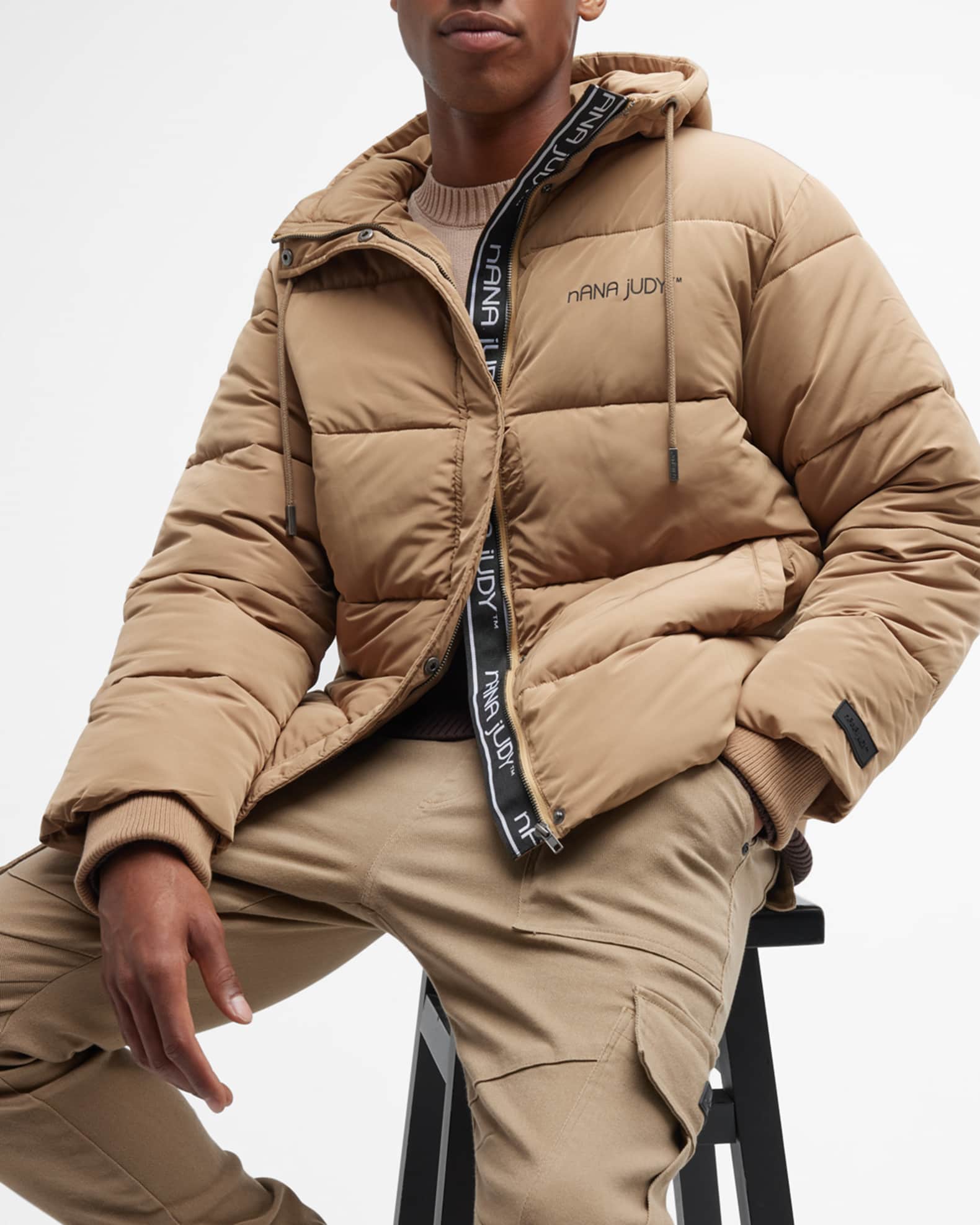 NANA JUDY Men's Domain Puffer Jacket w/ Logo Tape | Neiman Marcus