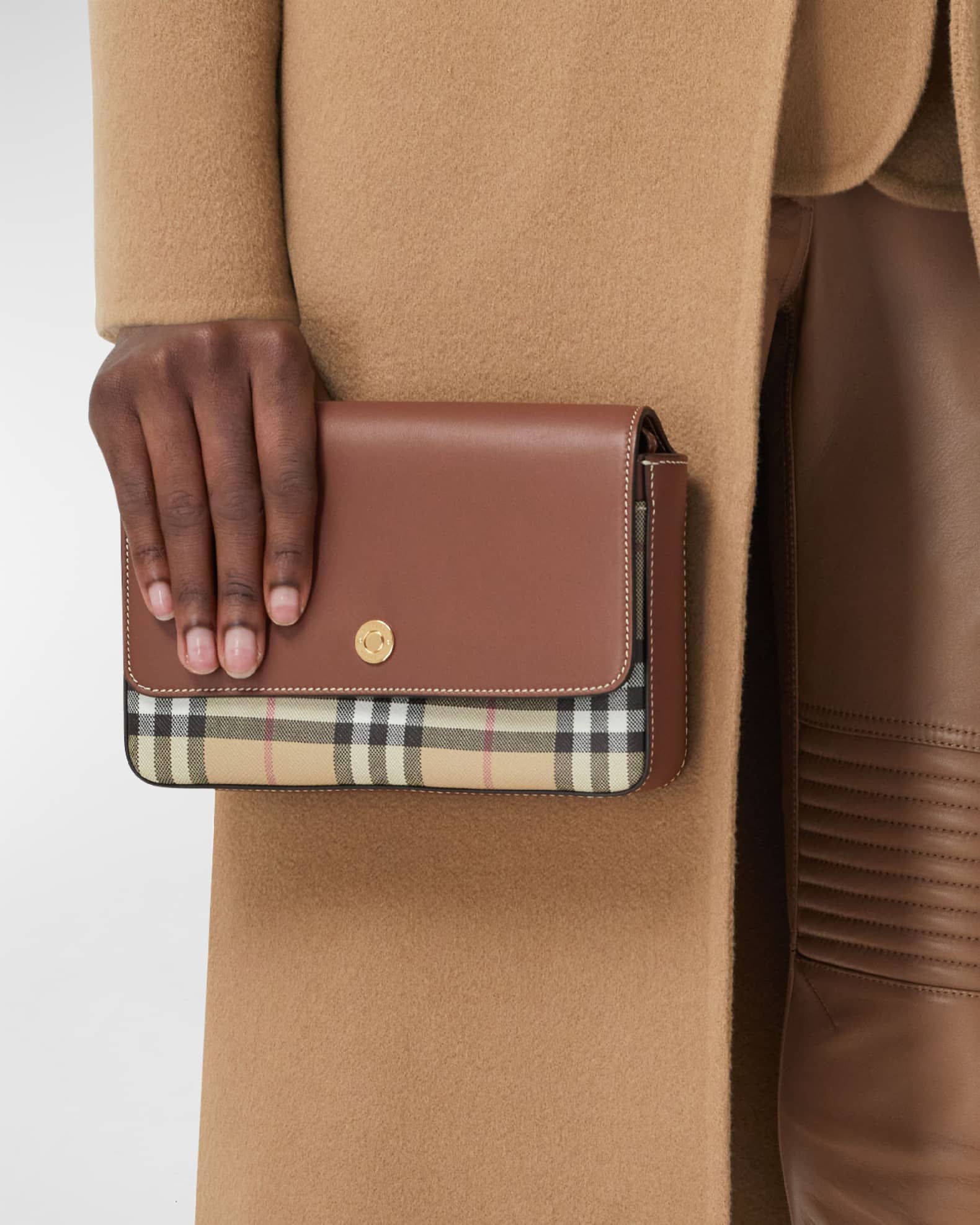 Burberry Hampshire Vintage Check Canvas & Leather Crossbody Bag ...