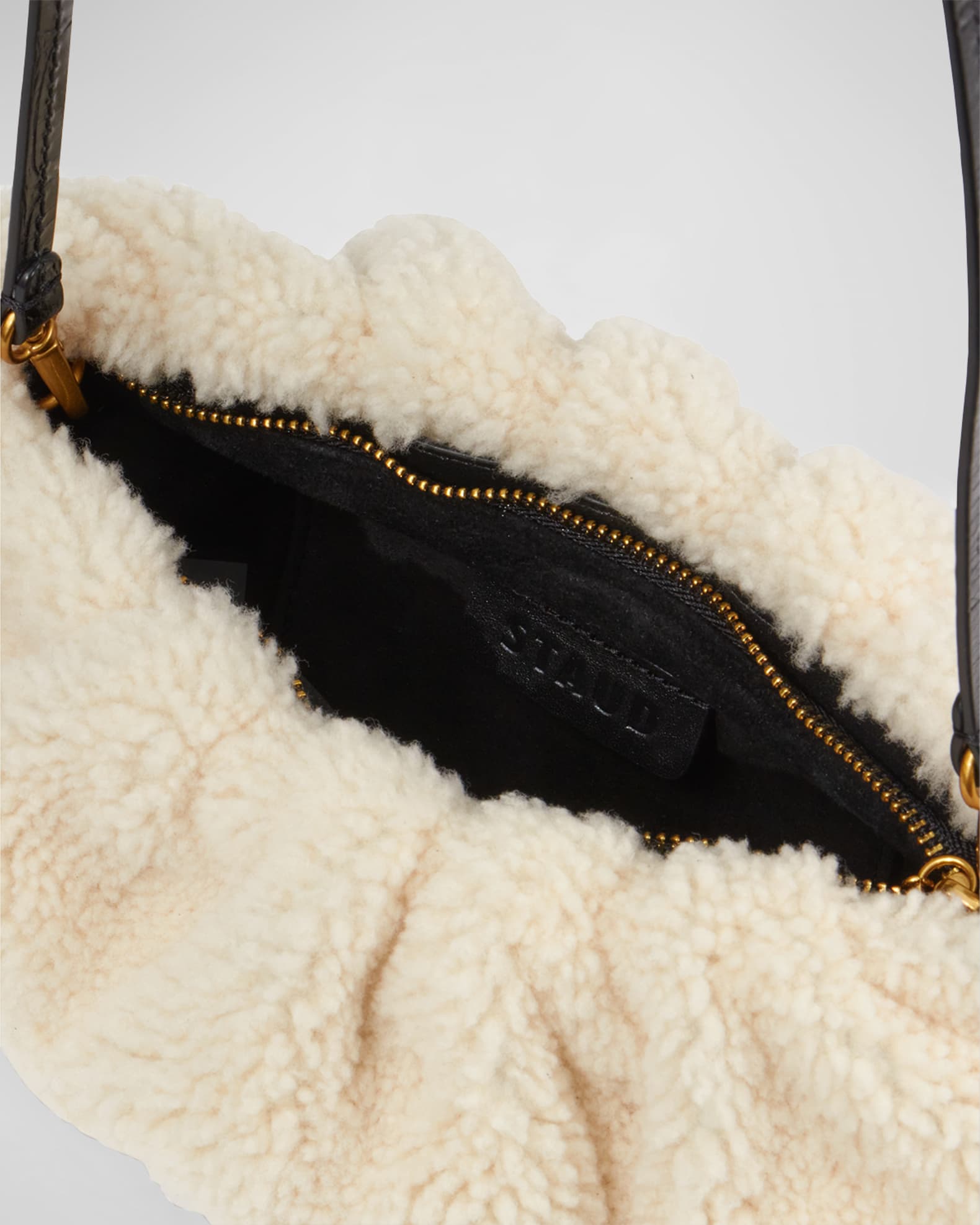 Staud Bean Convertible Shearling Shoulder Bag | Neiman Marcus