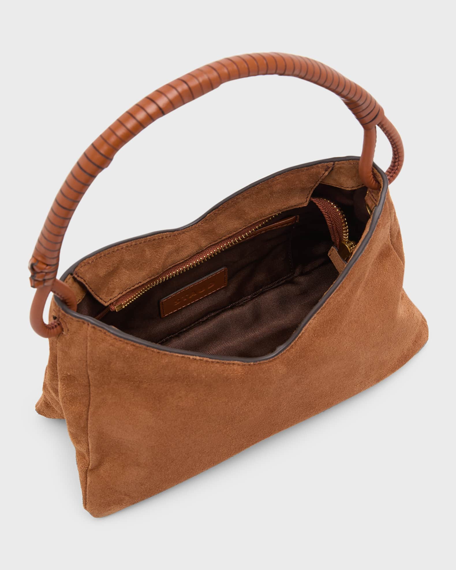 STAUD Valerie Zip Suede Shoulder Bag | Neiman Marcus