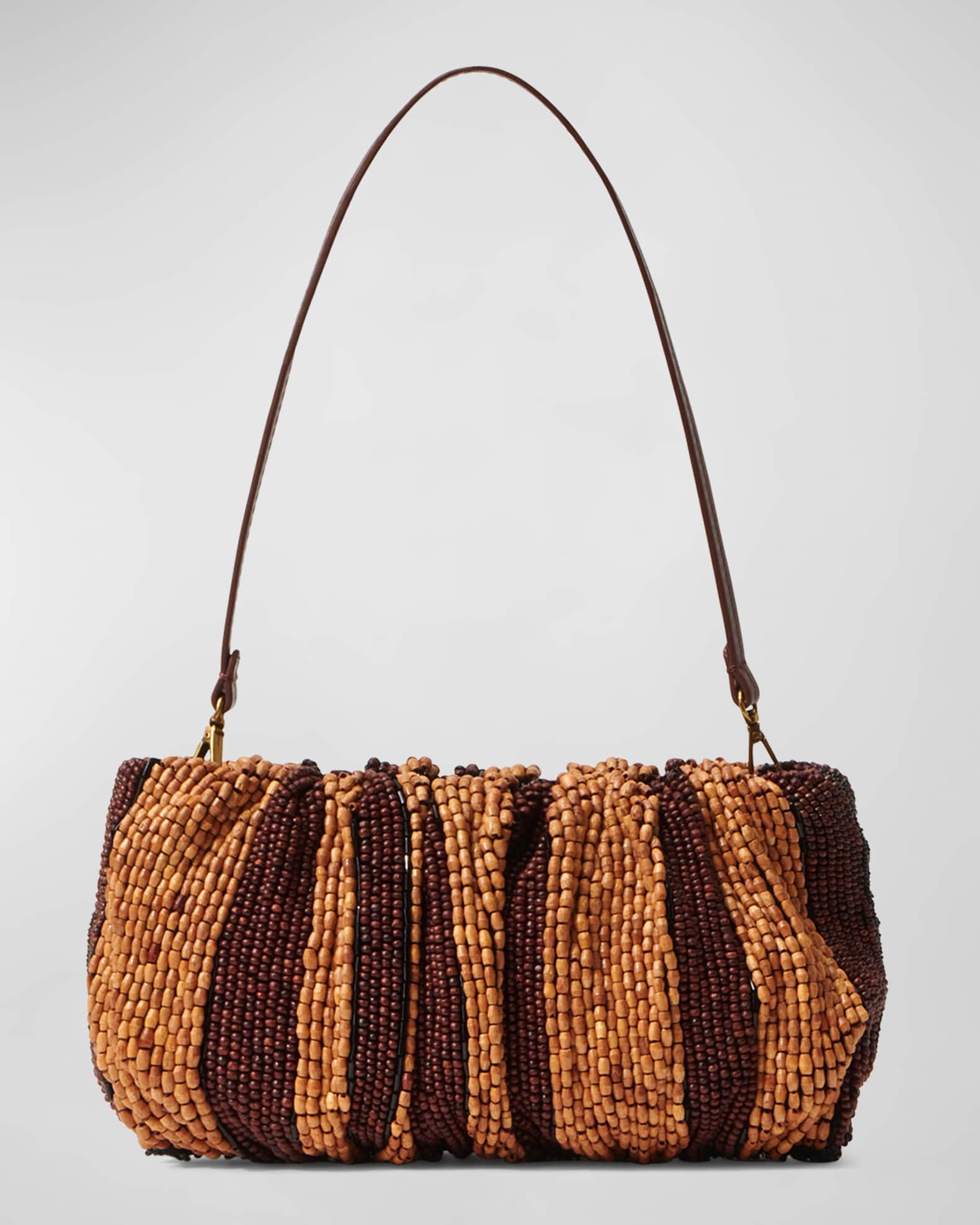 Staud Bean Wood Beaded Clutch Bag | Neiman Marcus
