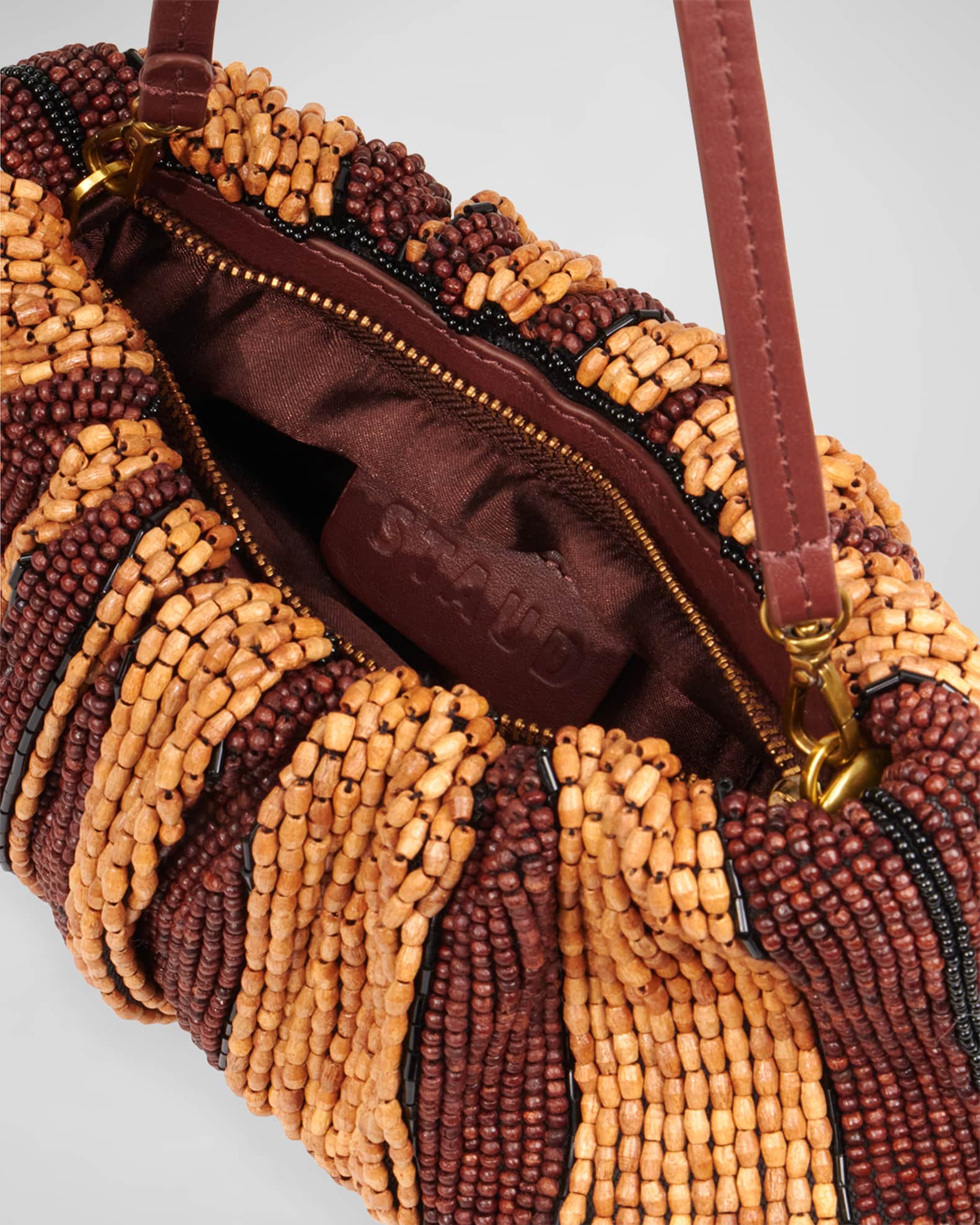 Staud Bean Wood Beaded Clutch Bag | Neiman Marcus