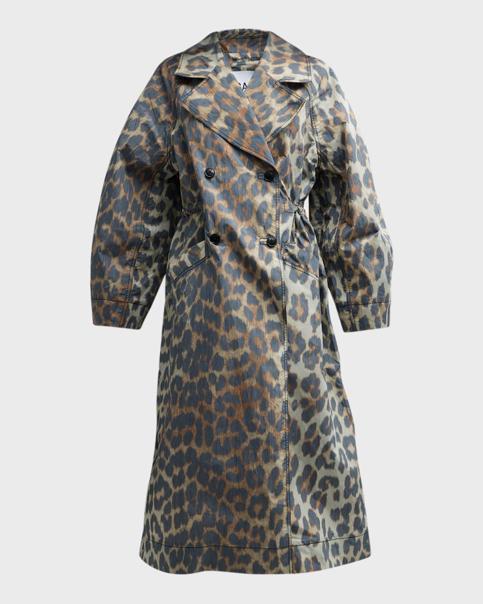 Ganni Leopard Trench Coat | Neiman Marcus