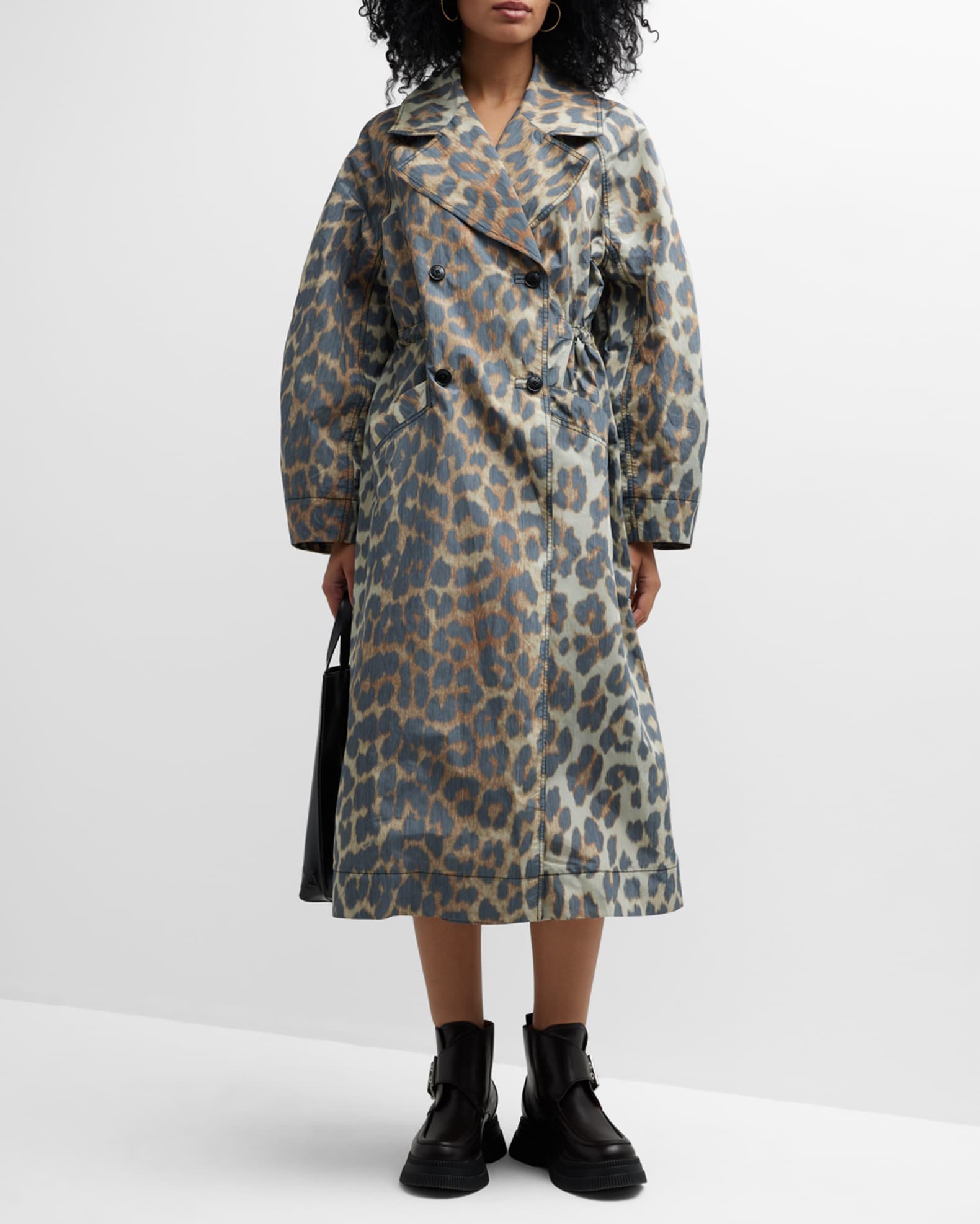 Ganni Leopard Trench Coat | Neiman Marcus