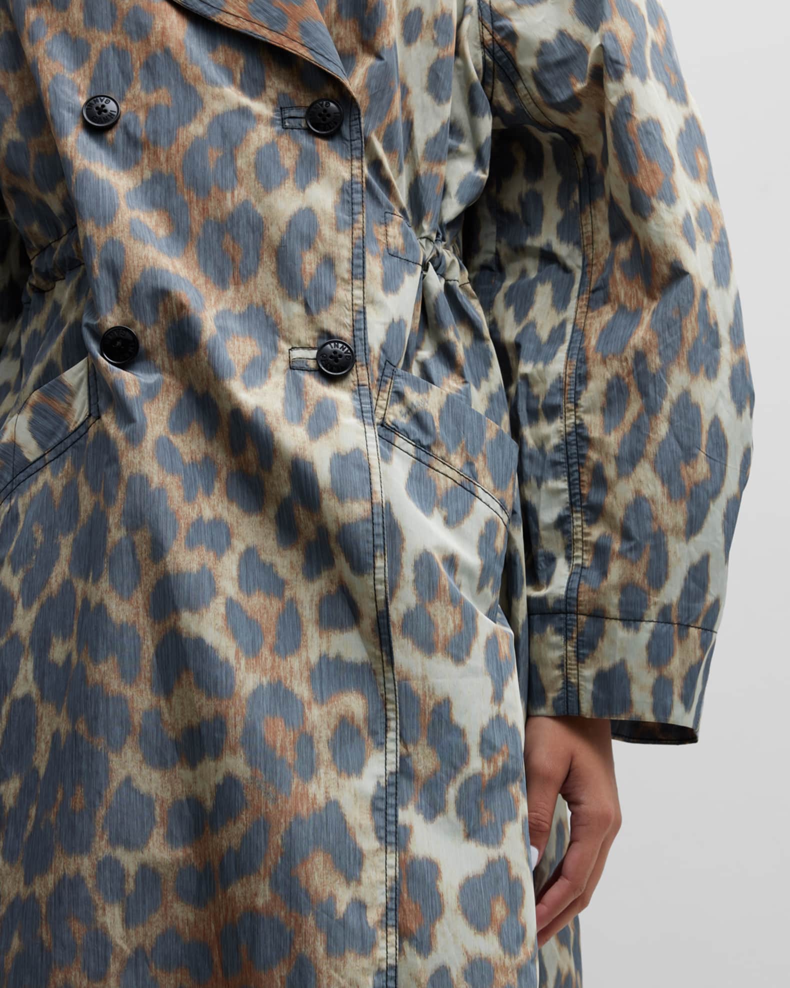 Ganni Leopard Trench Coat | Neiman Marcus