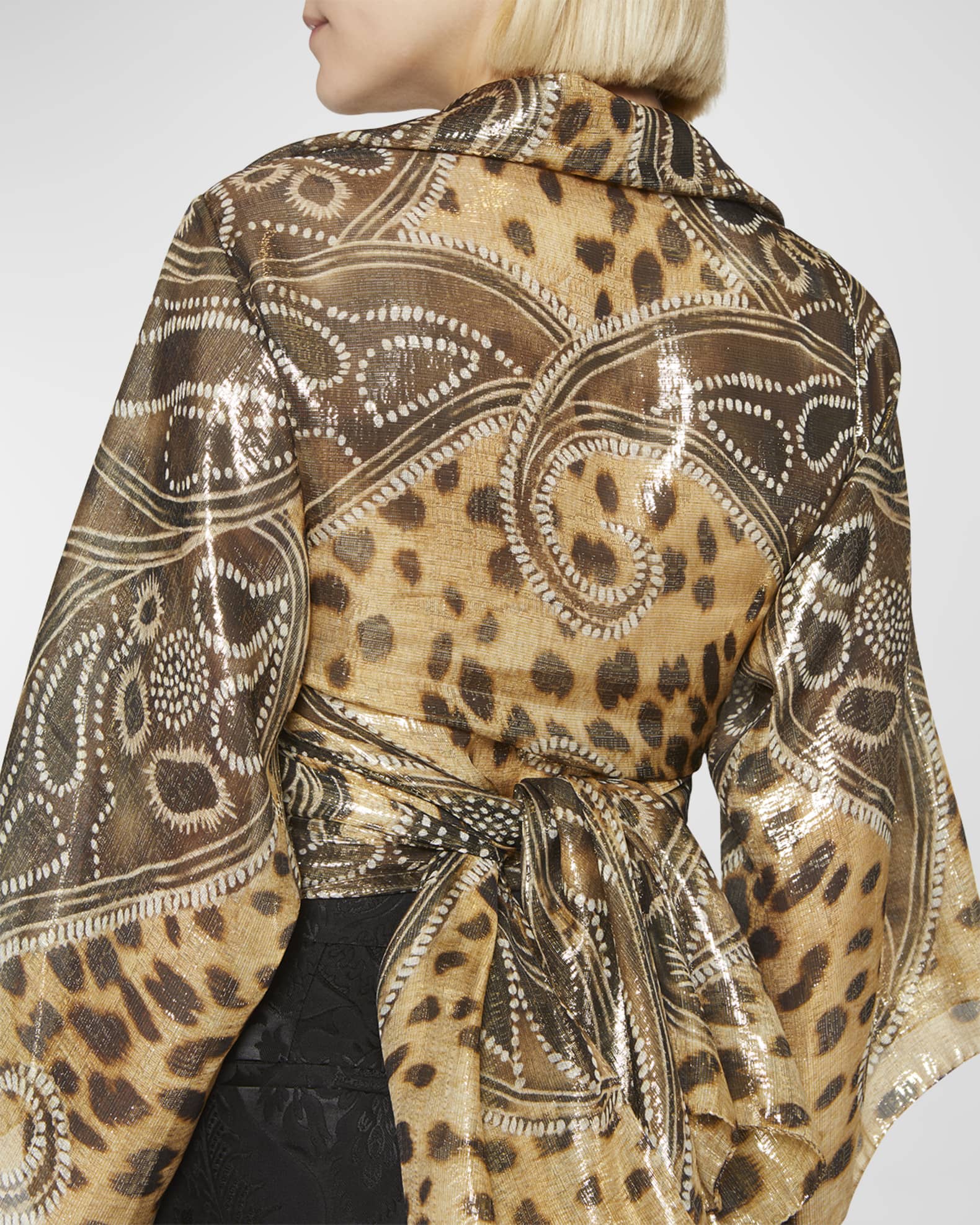 Etro Metallic Cheetah Wing-Sleeve Lame Poncho Top | Neiman Marcus