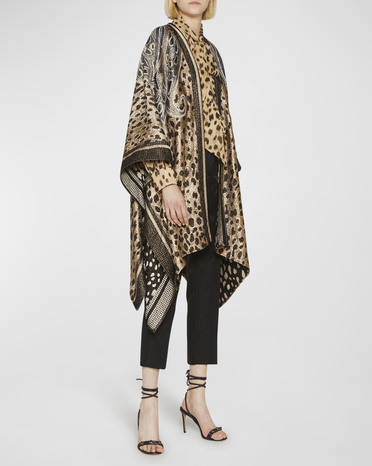 Etro Metallic Animal Paisley-Print Evening Cape | Neiman Marcus
