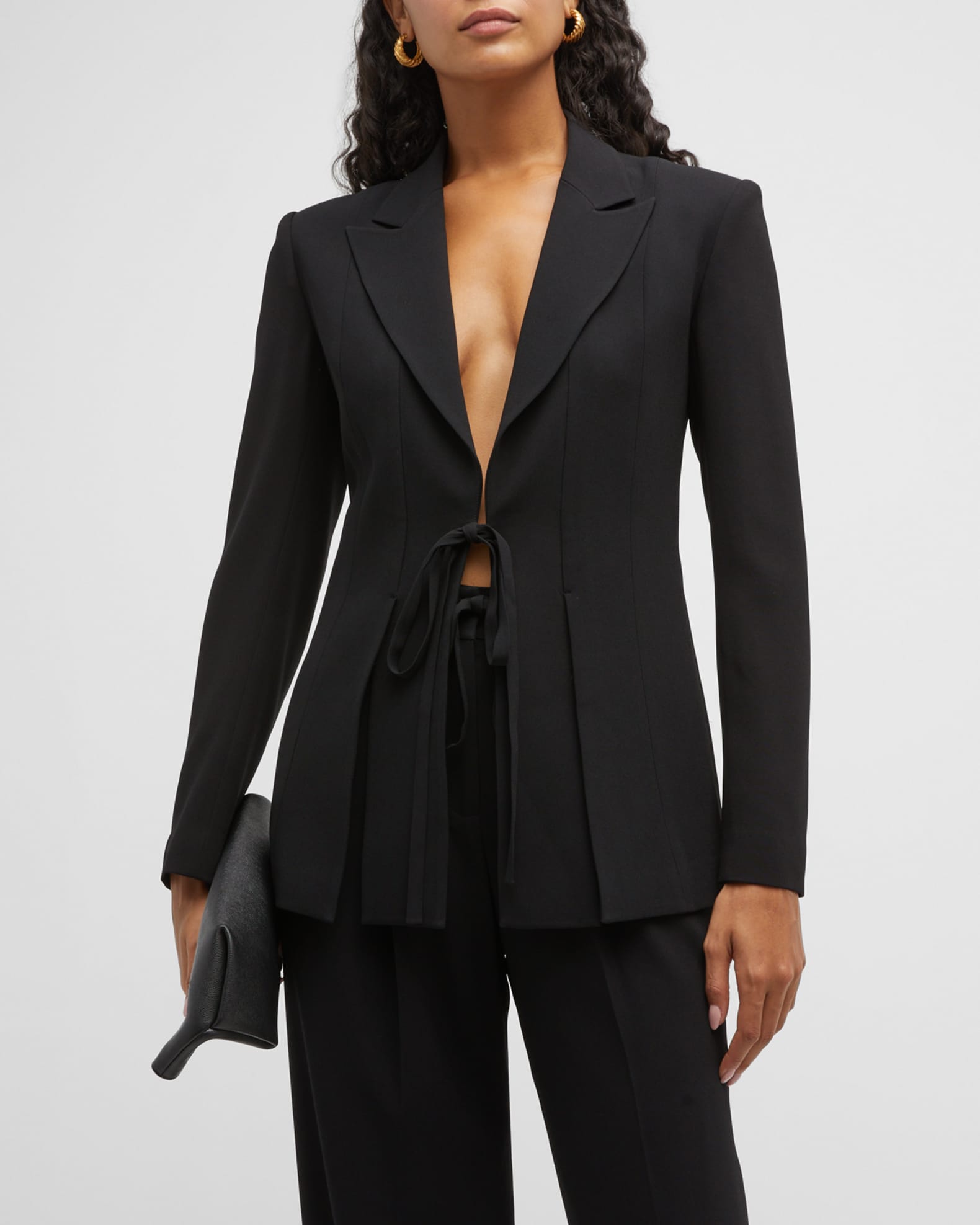 Jason Wu Tie-Front Peak-Lapel Blazer | Neiman Marcus