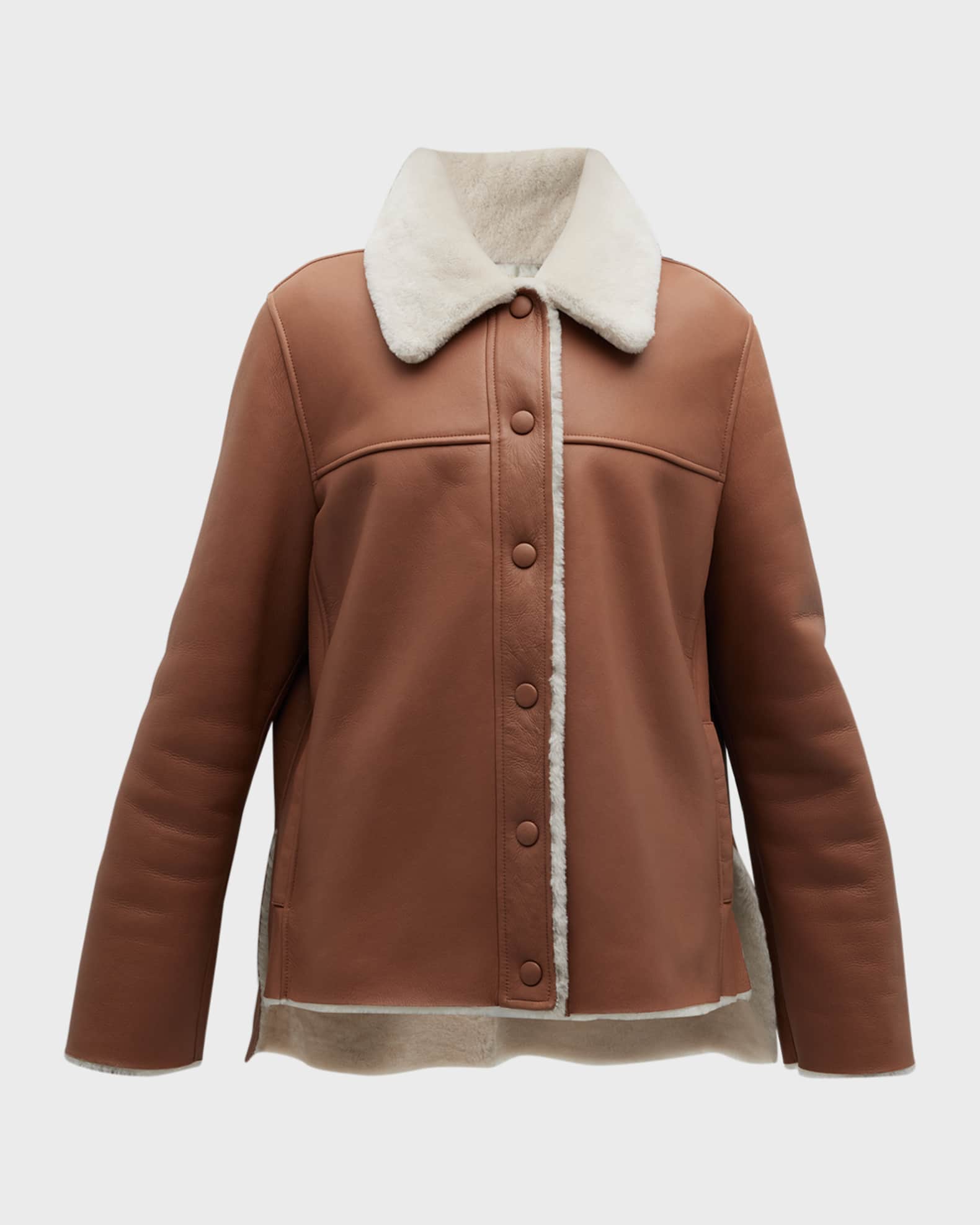 ANNE VEST Frey Leather Jacket w/ Shearling Trim | Neiman Marcus