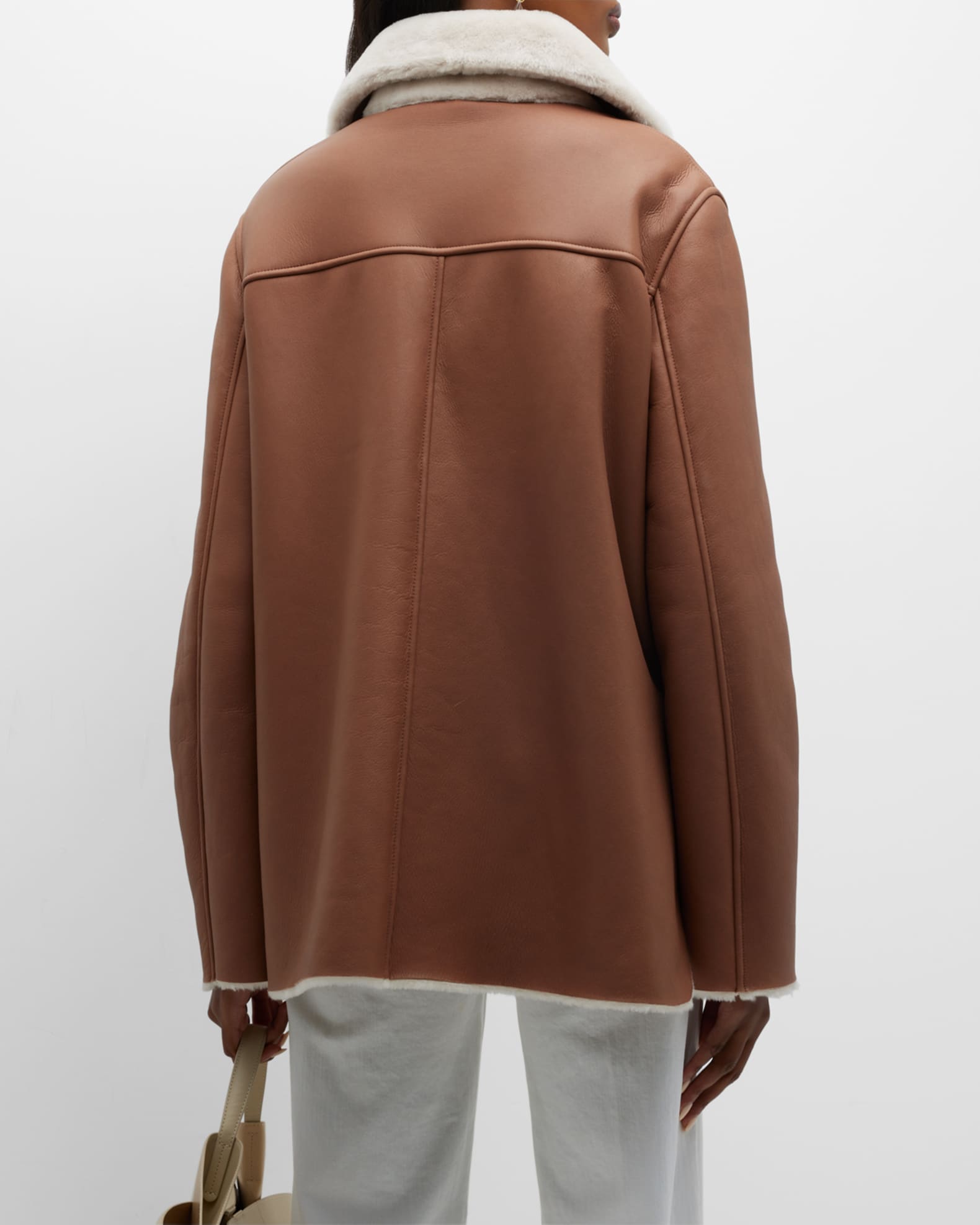 ANNE VEST Frey Leather Jacket w/ Shearling Trim | Neiman Marcus