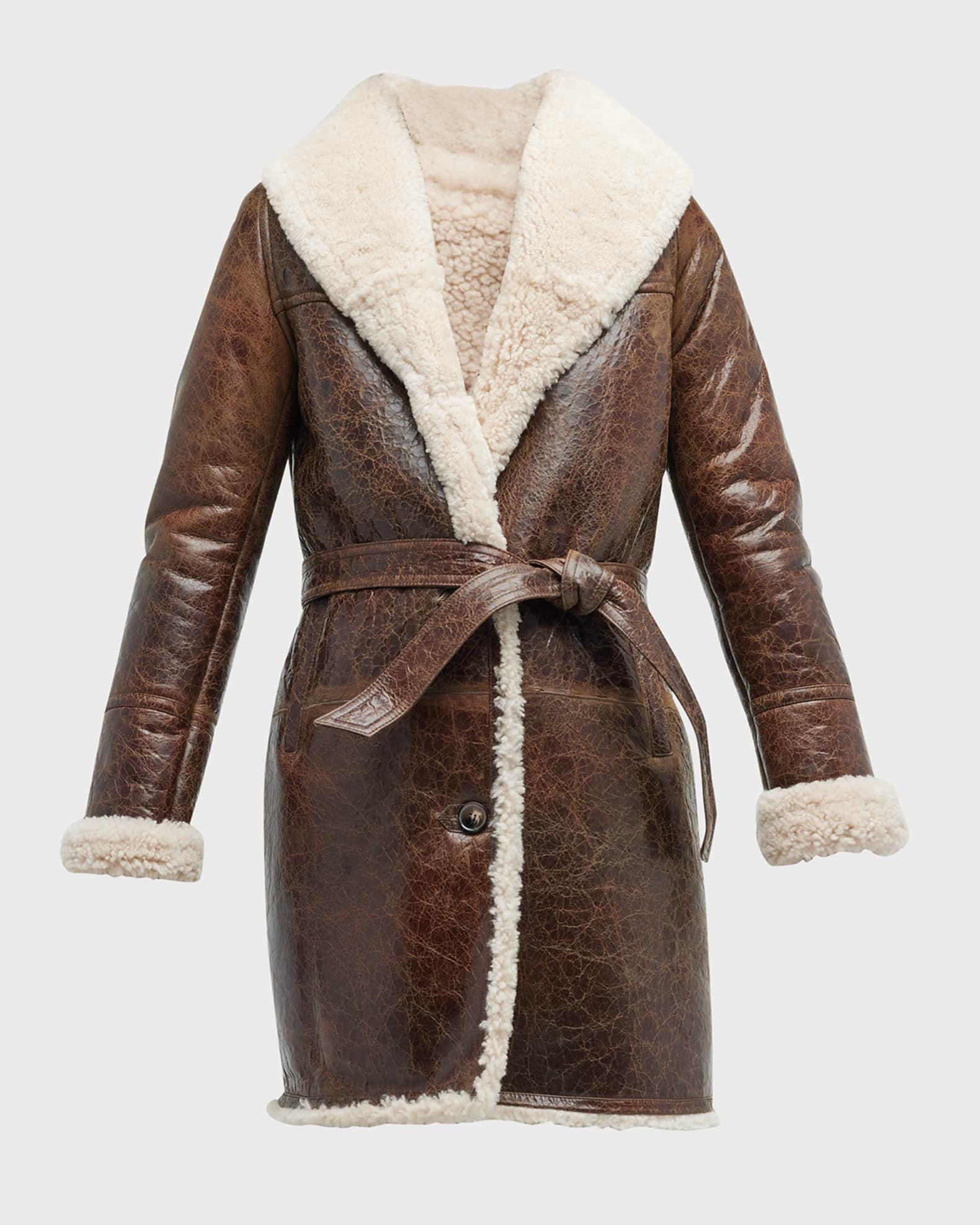 METEO Vintage Style Merino Shearling Coat | Neiman Marcus