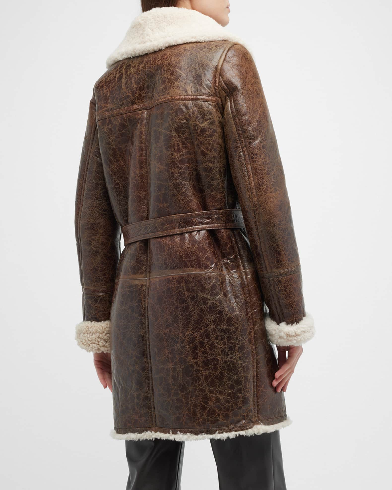 METEO Vintage Style Merino Shearling Coat | Neiman Marcus