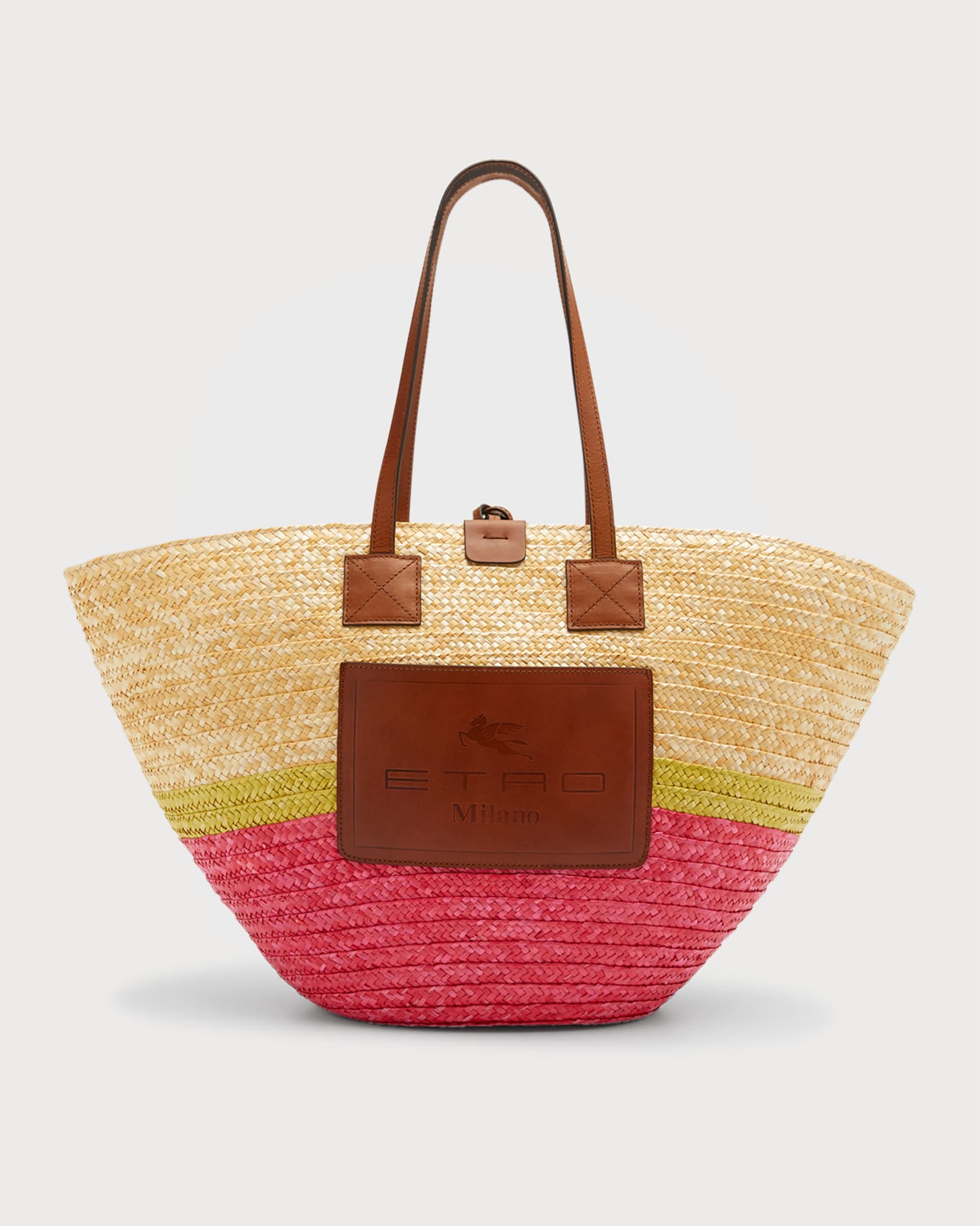 Etro Coffa Colorblock Raffia Tote Bag | Neiman Marcus