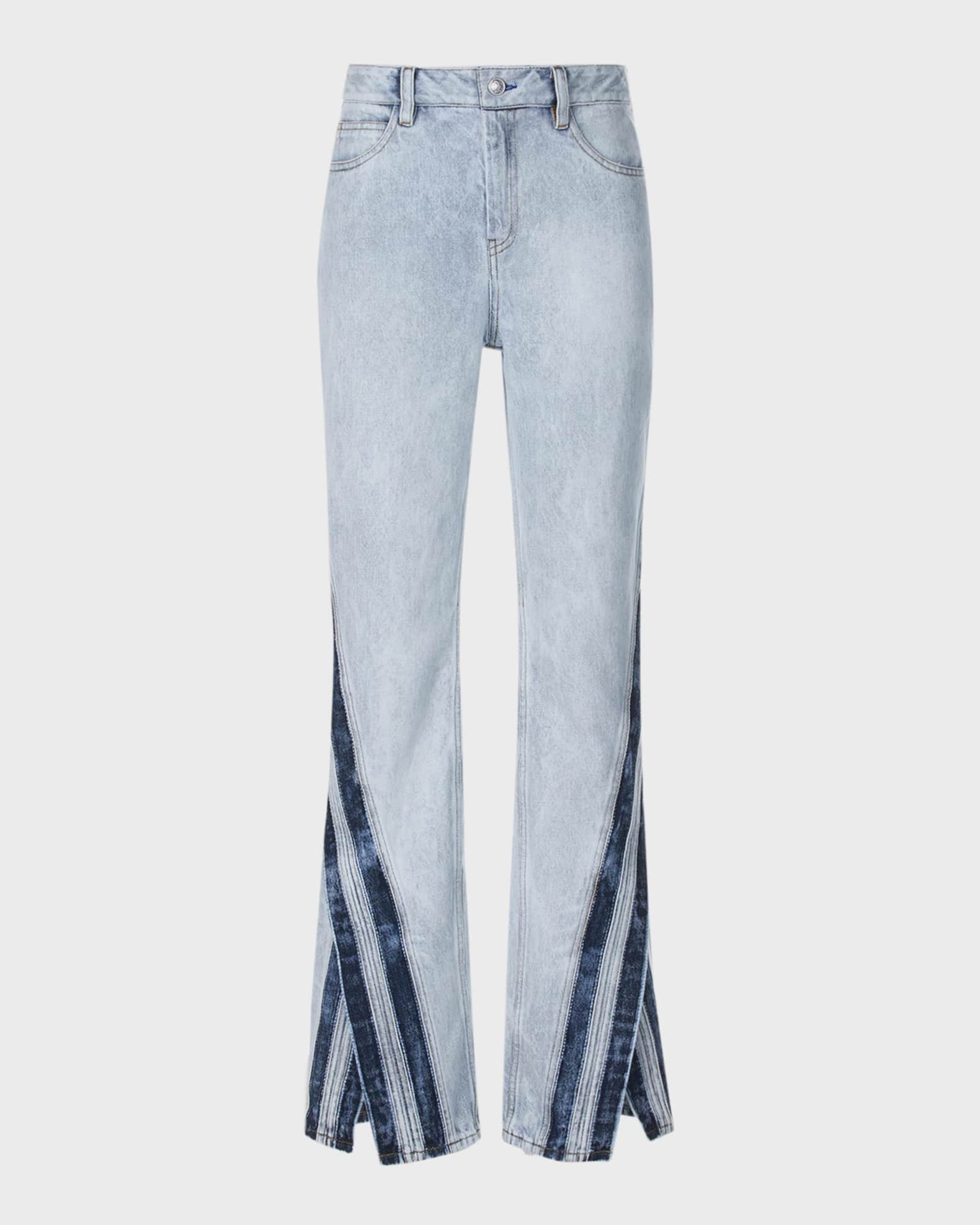 Koche Striped Split Flared Jeans | Neiman Marcus