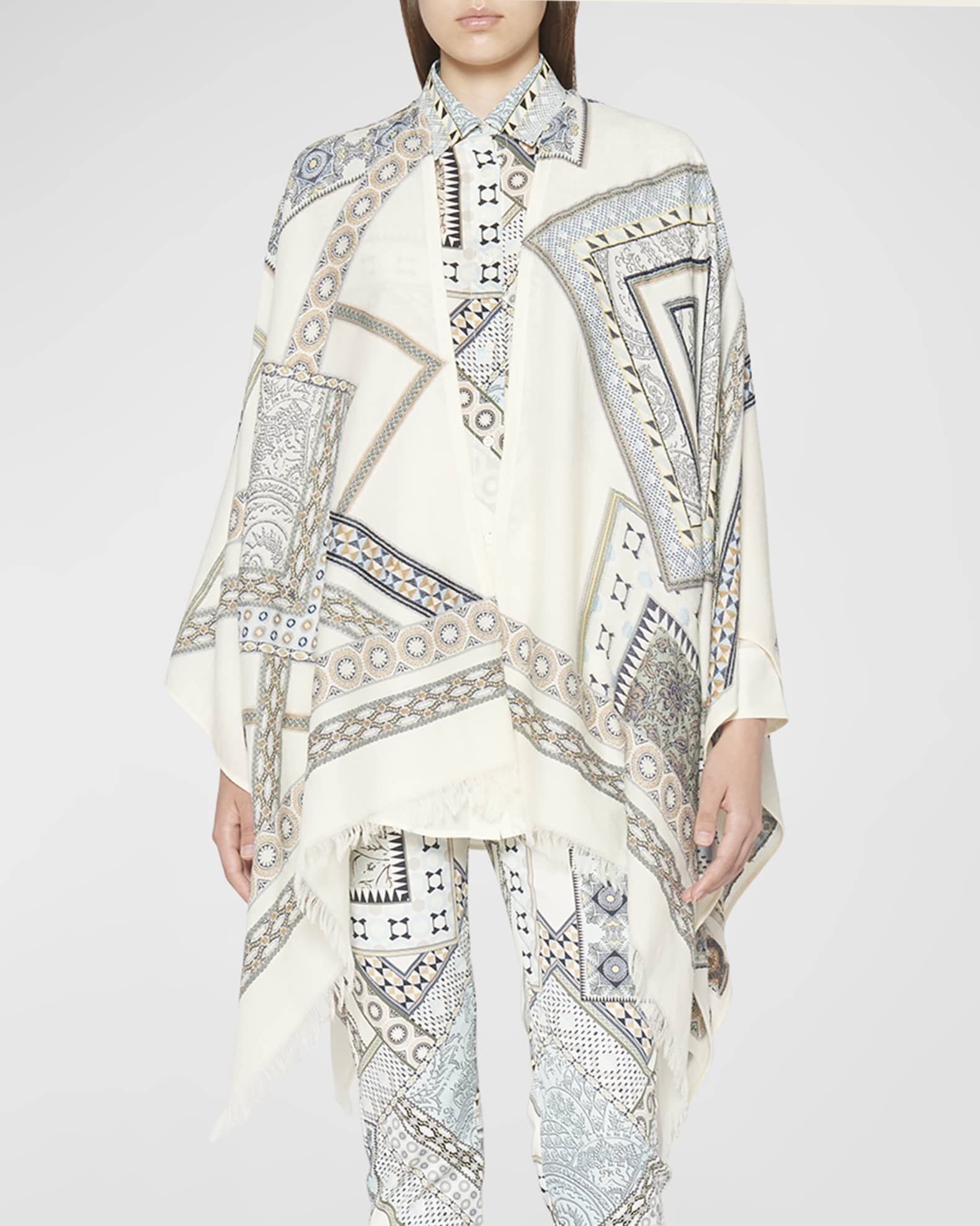 Etro Mantella Jacquard Wool-Blend Cape | Neiman Marcus