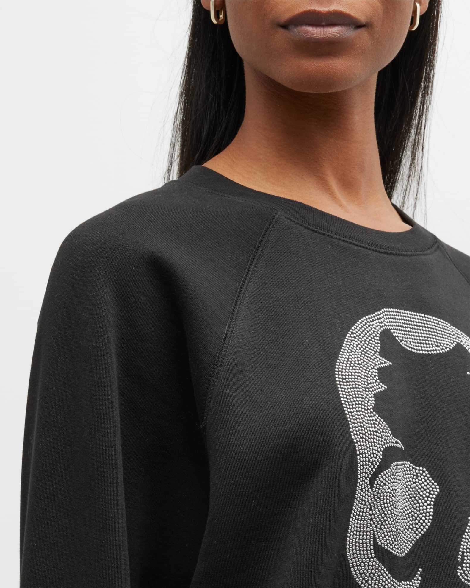 Zadig & Voltaire Skull Strass Crewneck Sweatshirt | Neiman Marcus