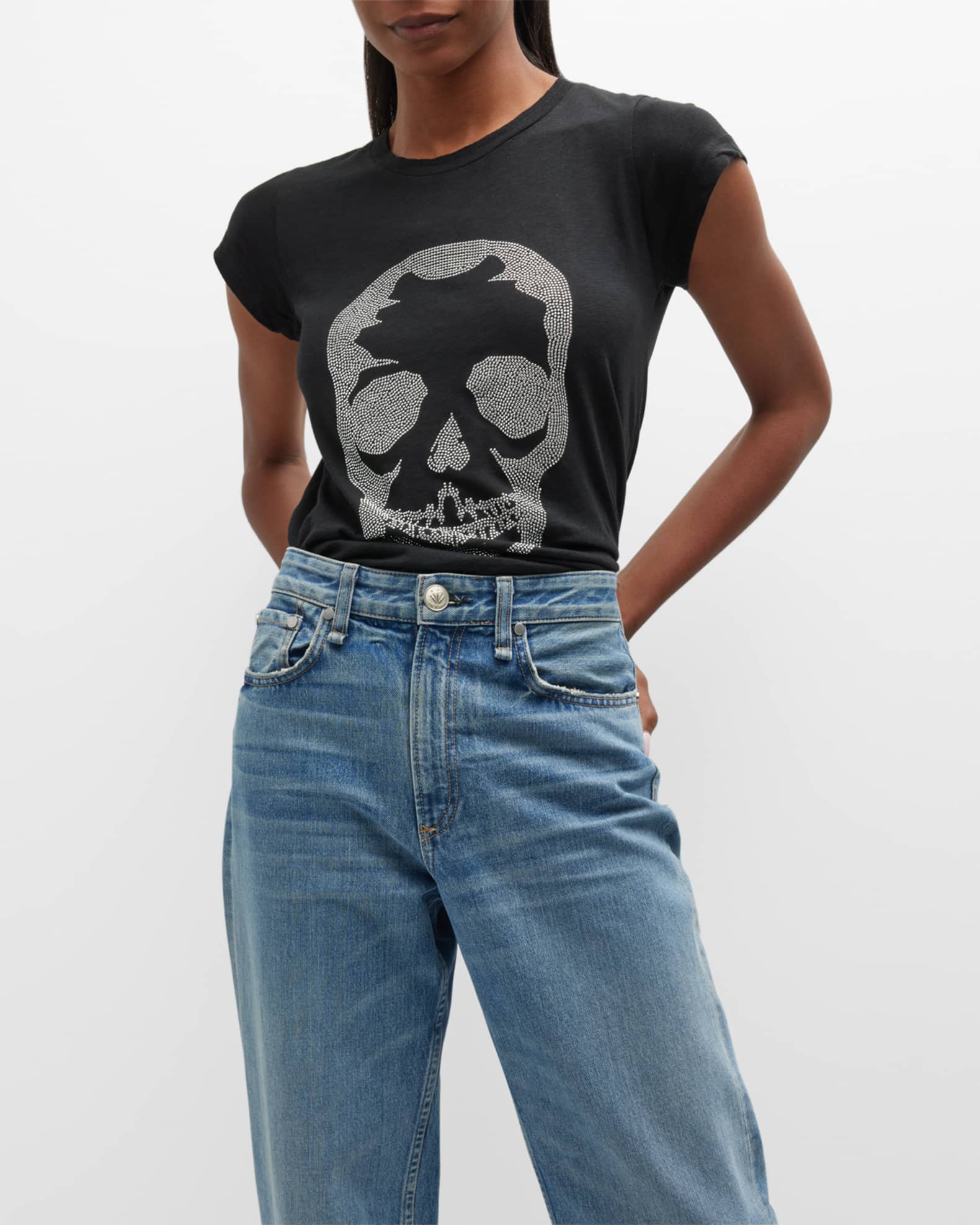 Zadig & Voltaire Skull Strass Short-Sleeve T-Shirt | Neiman Marcus