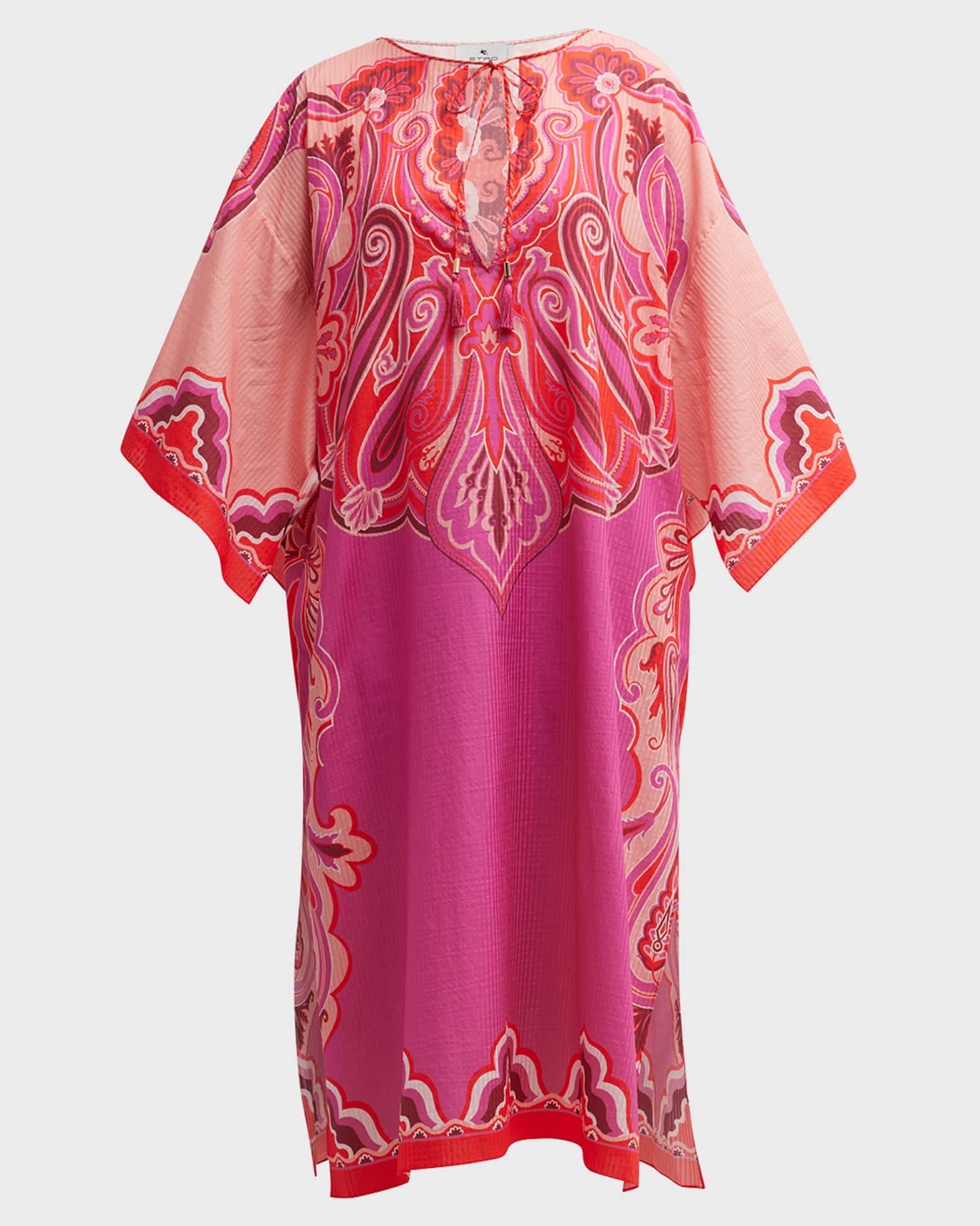 Etro Engineered Paisley Wave-Print Midi Caftan Dress | Neiman Marcus
