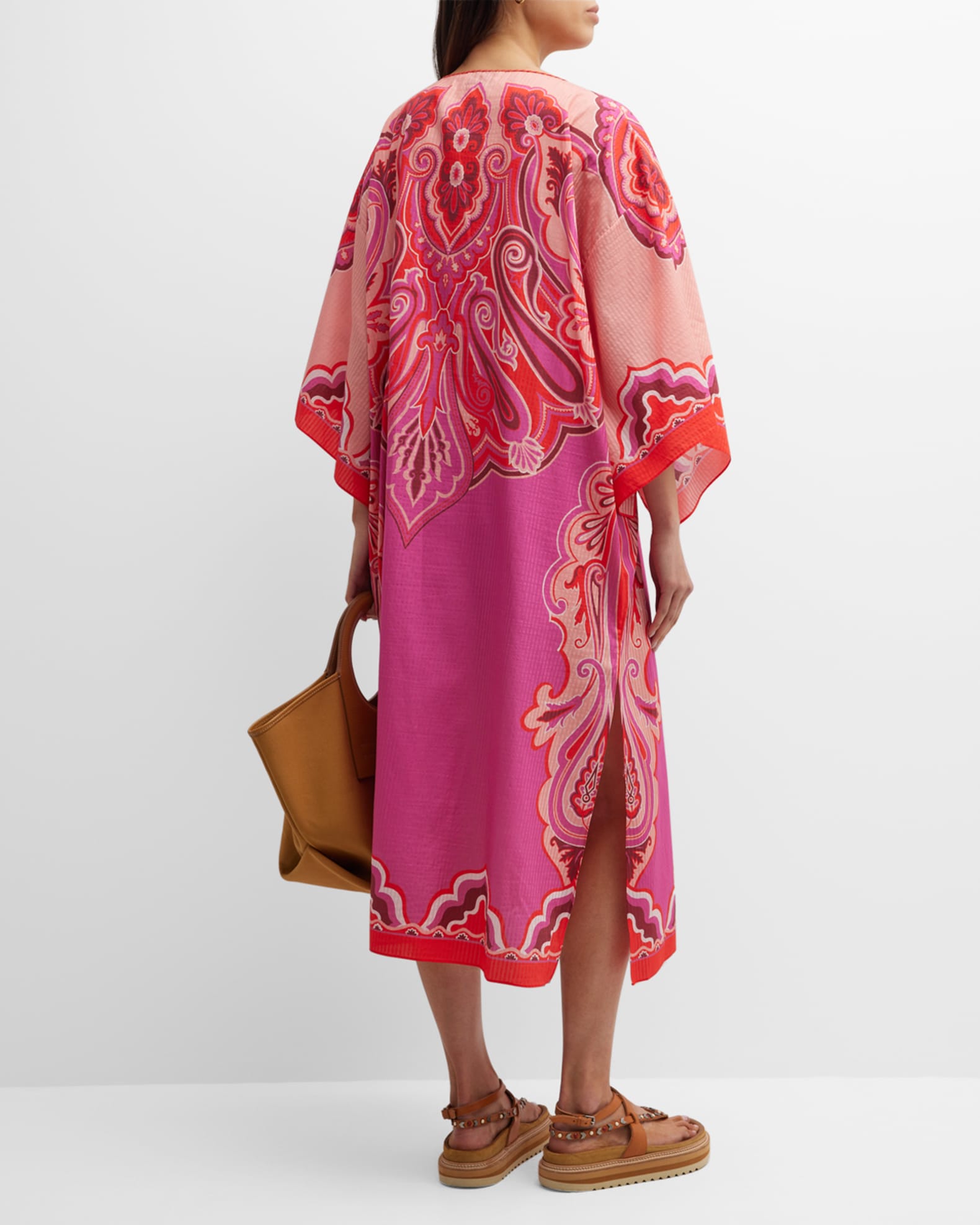 Etro Engineered Paisley Wave-Print Midi Caftan Dress | Neiman Marcus